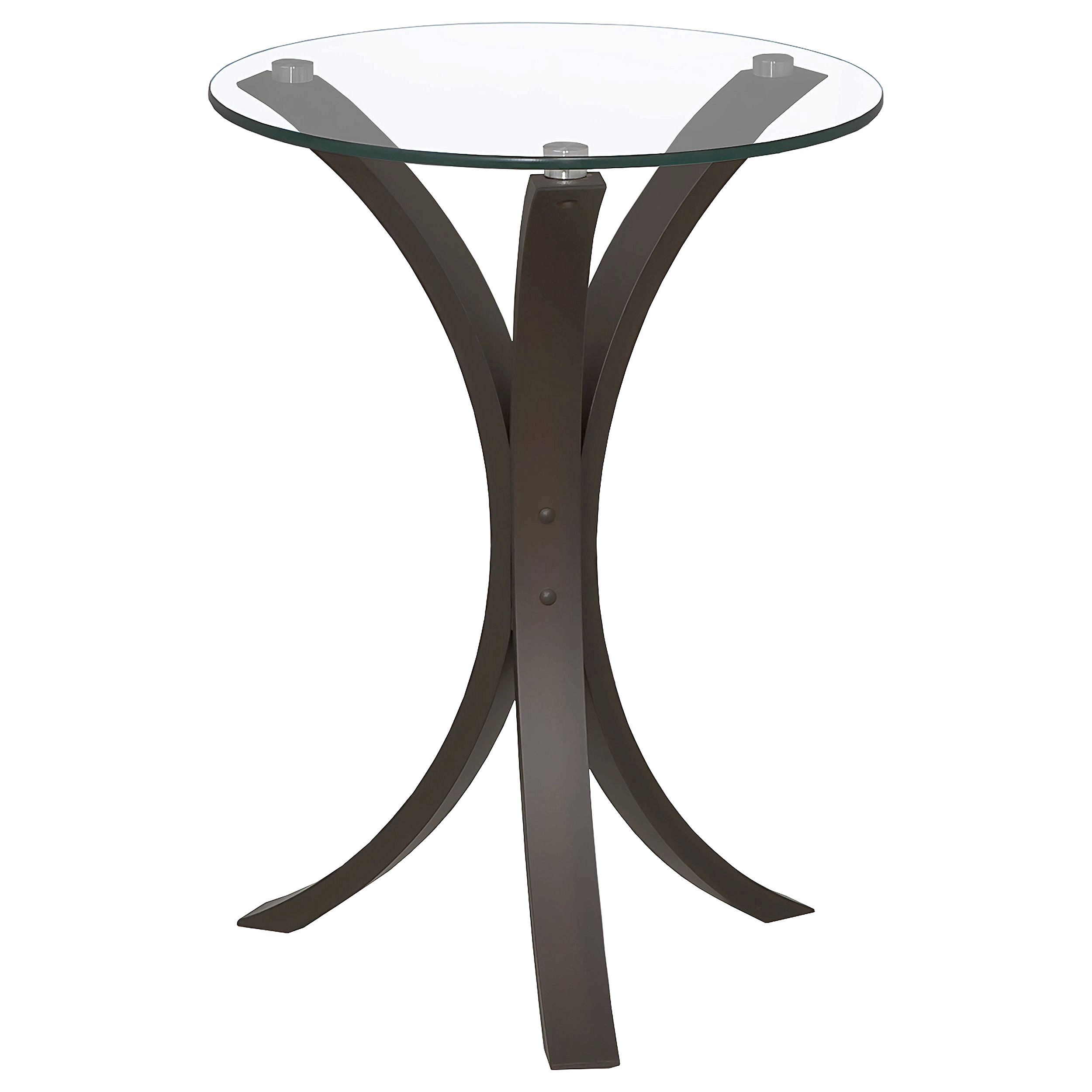 Ivy Bronx Helena Cappuccino Round Glass Top Accent Side Table | Wayfair