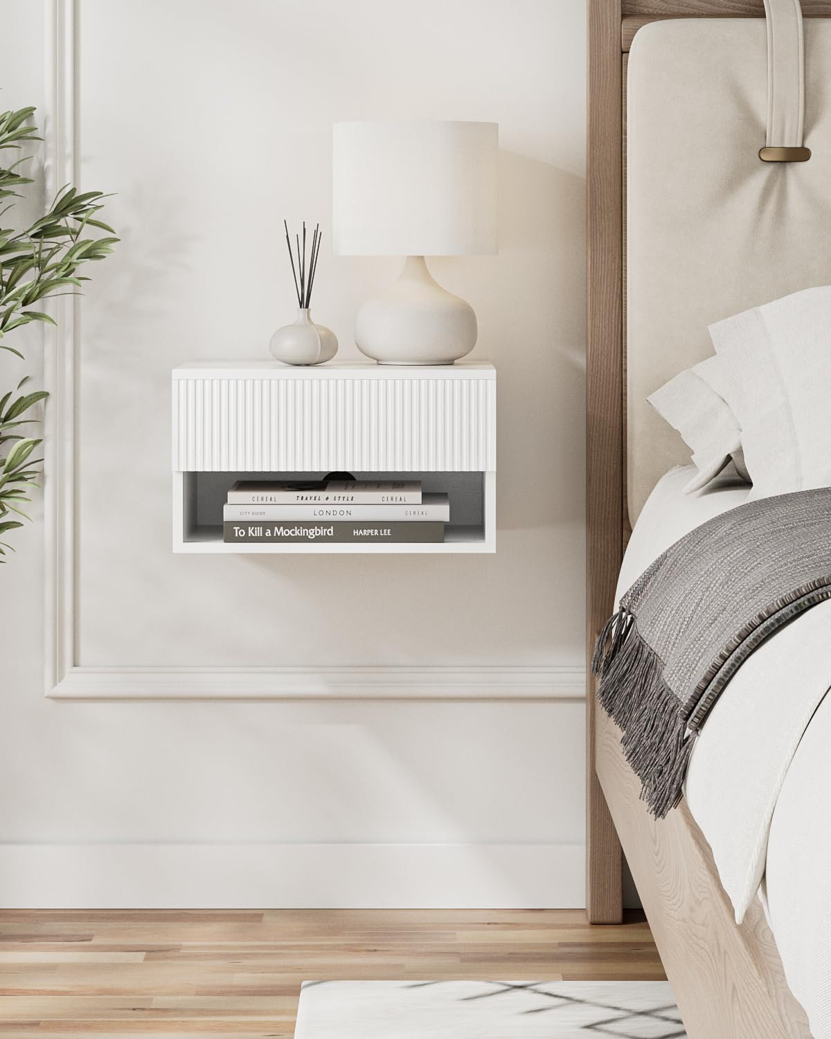 Latitude Run® Small Modern Floating Nightstand With Drawers, Floating ...