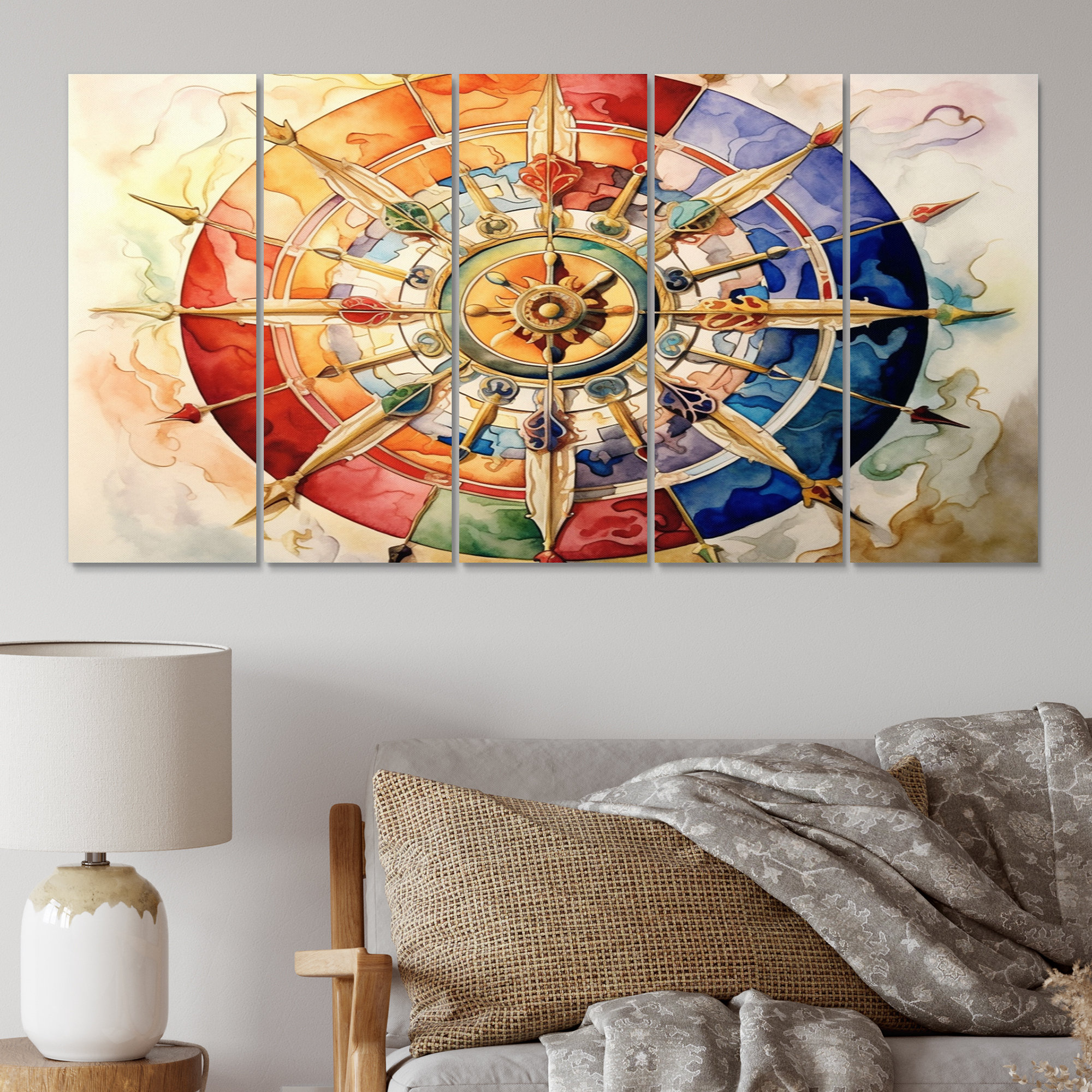 Winston Porter " Religious Wheel Of Dharma " 5 - Pieces | Wayfair