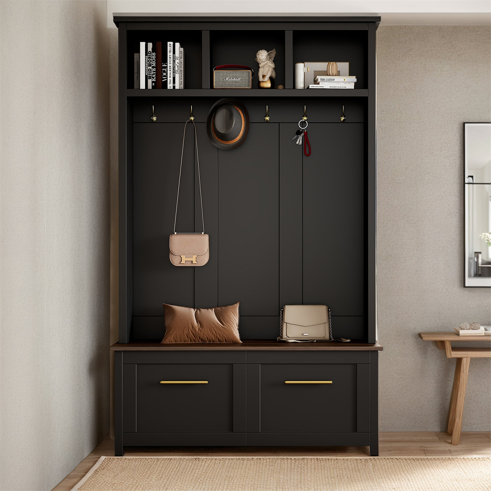 Red Barrel Studio® Sleek & Chic Modern Versatile 4-in-1 Hall Tree ...