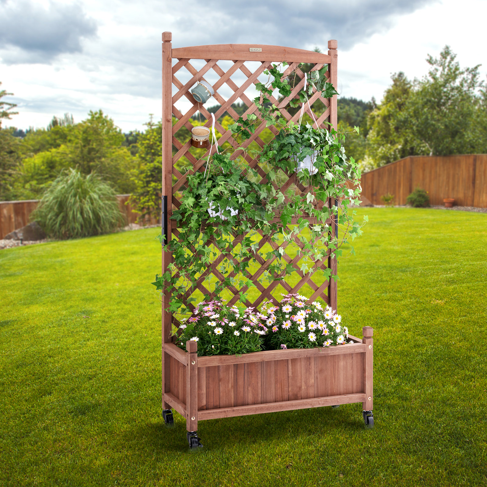Millwood Pines Camillia Wood Planter Box with Trellis - Wayfair Canada