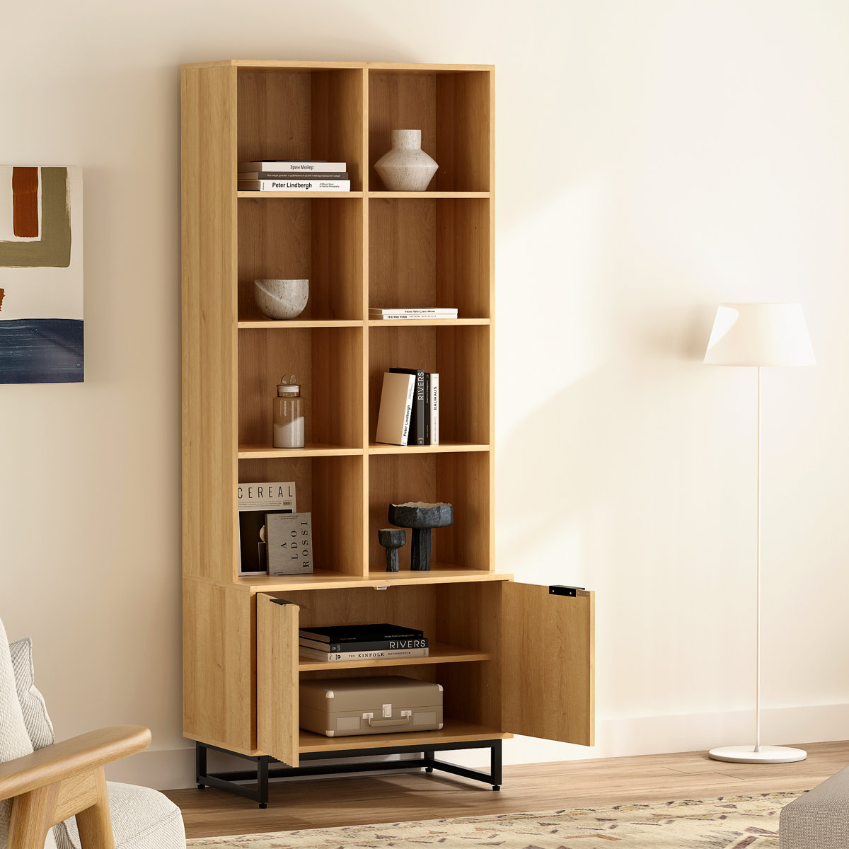 Latitude Run® Bookshelf 71'' Tall Bookcase With Storage Cabinet | Wayfair