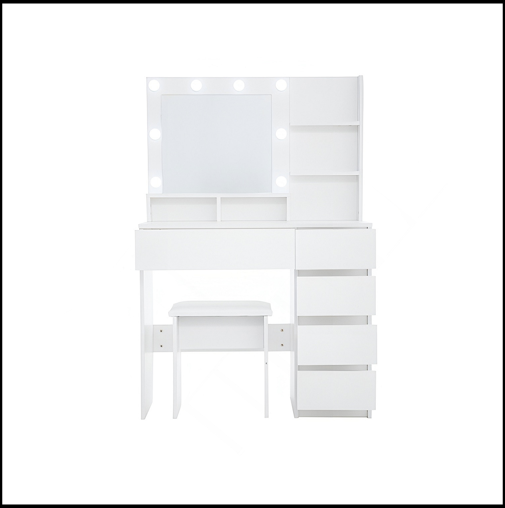 Latitude Run® Vanity, Makeup Vanity Desk Set With Mirror & Light, Dressing Table Storage Lots ...