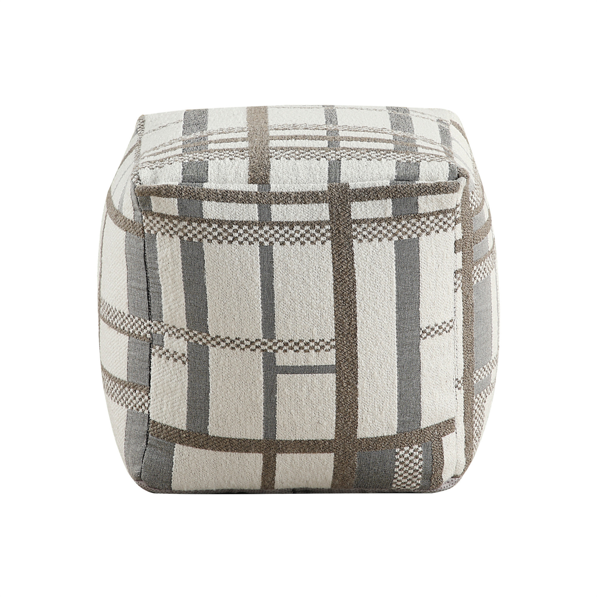 Hokku Designs Square Pouf Multi-Color Jacquard Fabric Upholstery Modern ...