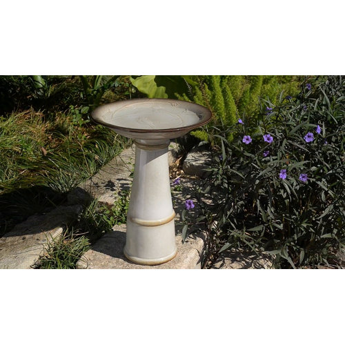 Red Barrel Studio® Otaki Ceramic Sundial Birdbath & Reviews | Wayfair