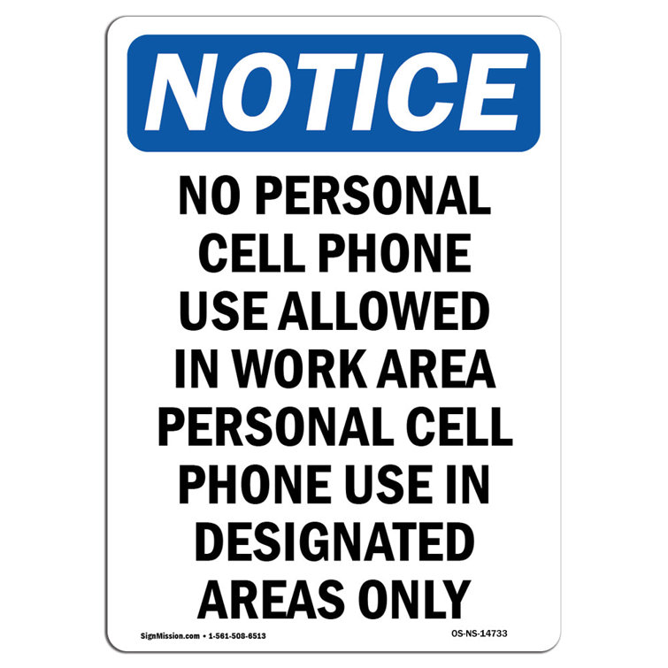 SignMission No Personal Cell Phone Use Allowed Sign | Wayfair