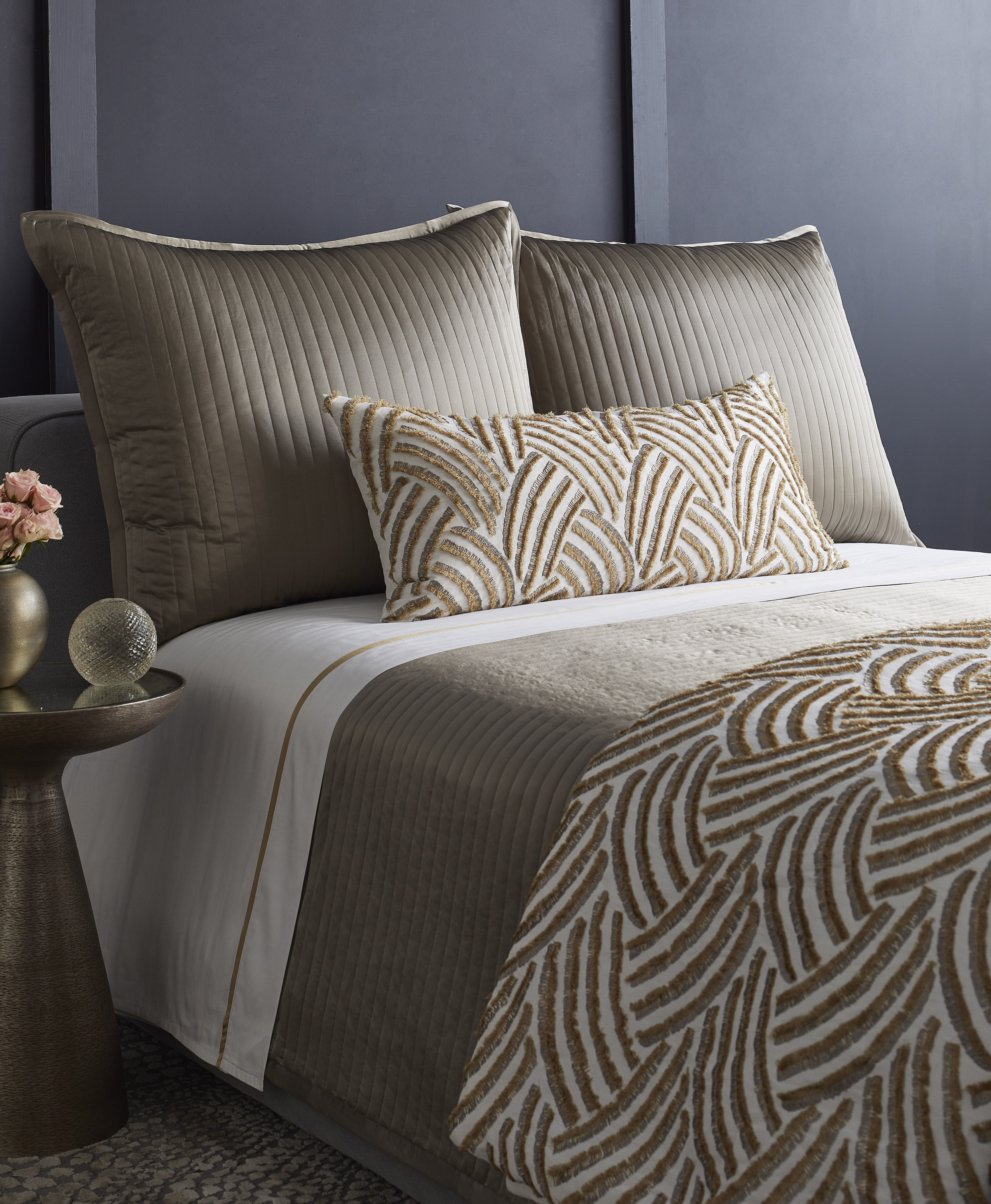 Ann Gish Trevi Gold/Silve Linen Duvet Cover - Wayfair Canada