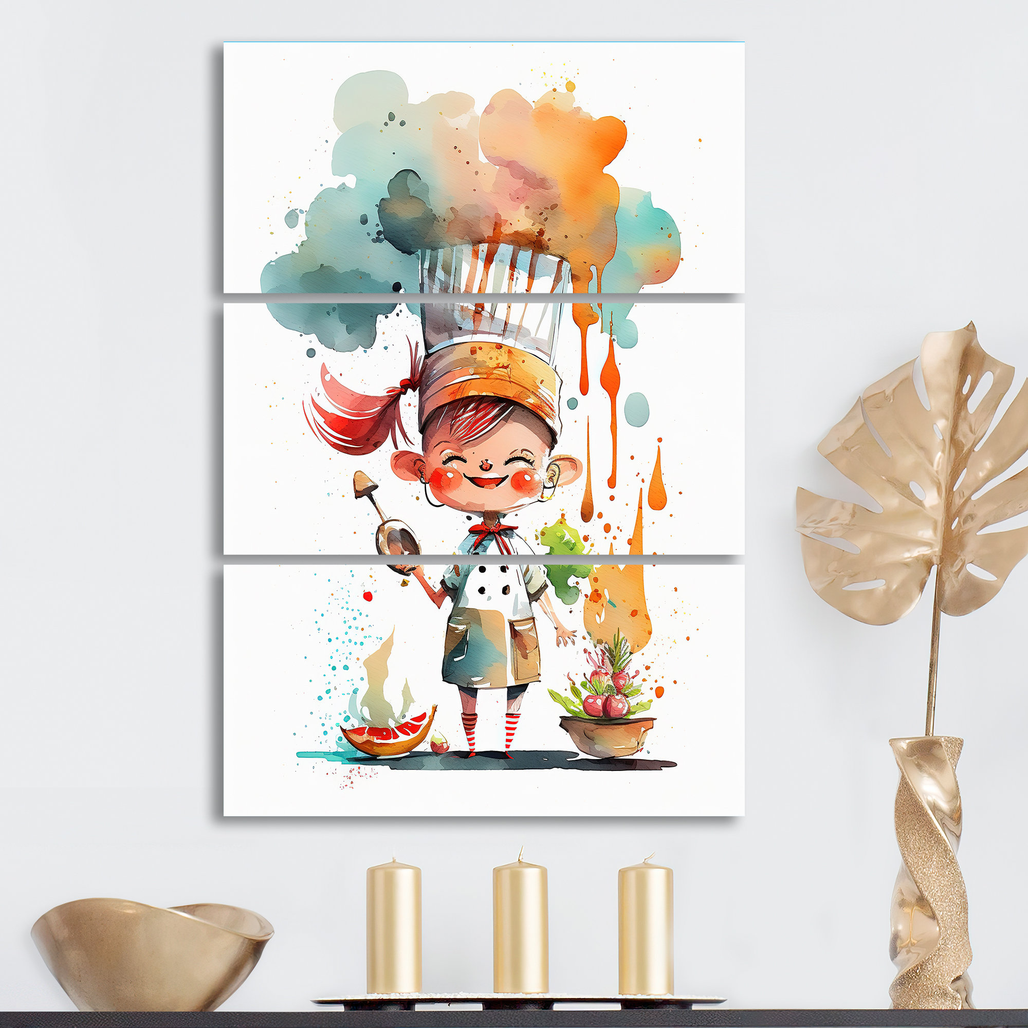 Wildon Home® Yandell Cute Chef With Hat On II On Canvas 3 Pieces Print ...