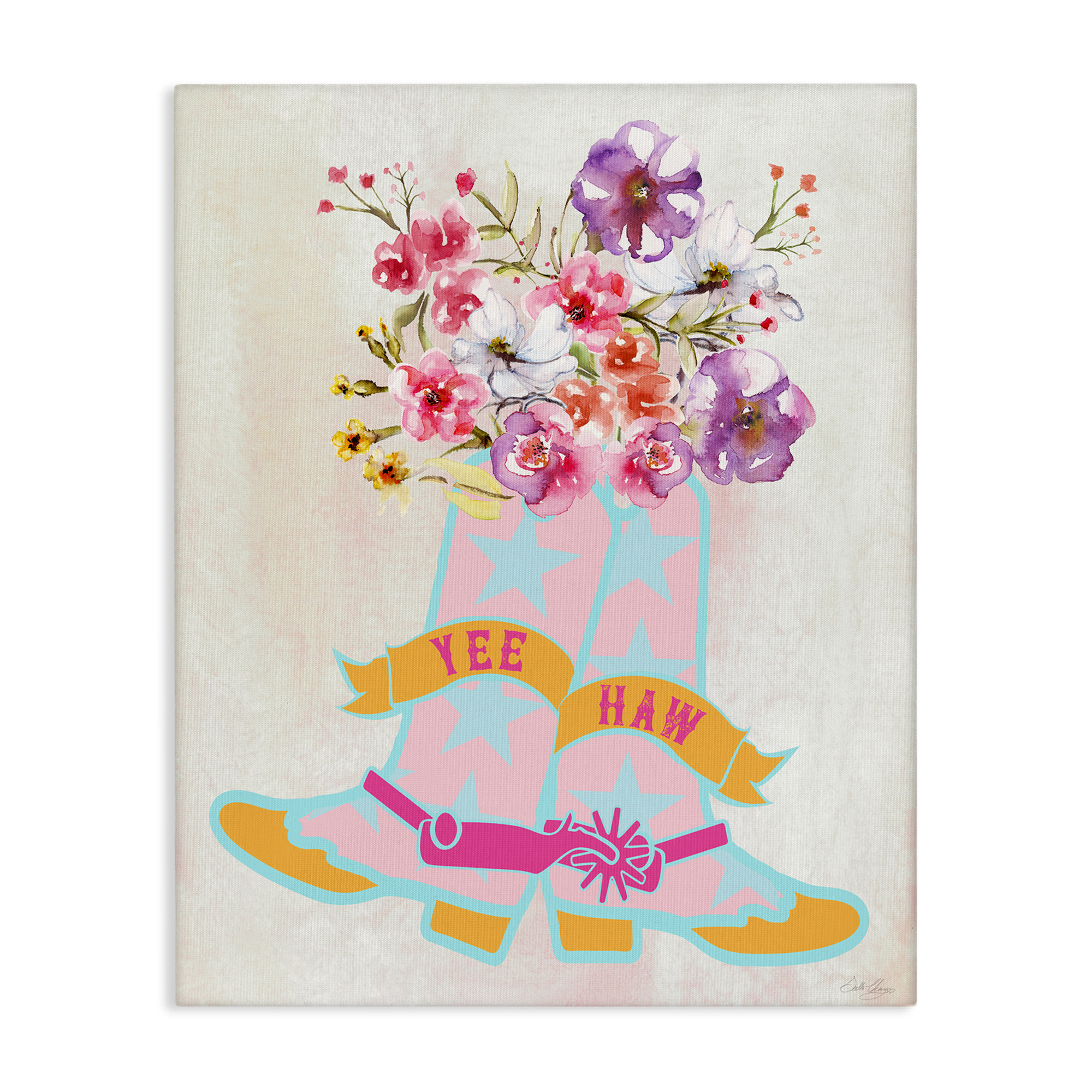 Winston Porter Yee Haw Floral Cowgirl Canvas Wall Art by Stella Chang ...