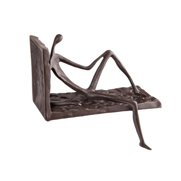 Ivy Bronx Man on Ledge Iron Sculpture Single Bookend | Wayfair