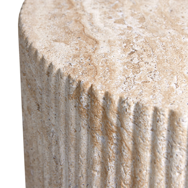 Ivy Bronx Column Travertine Stone Finish Italian Design MgO Side Accent ...
