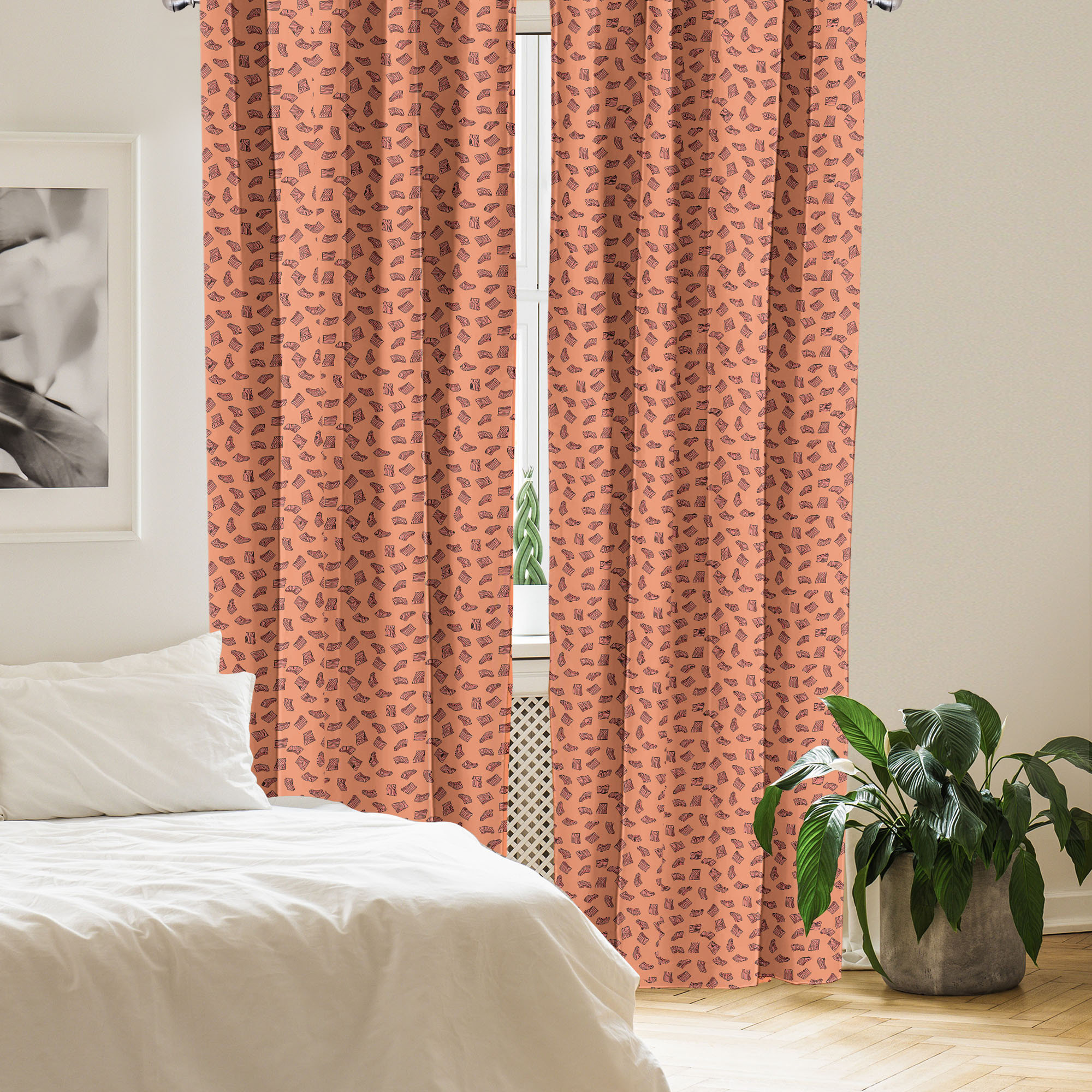 East Urban Home Salmon 4-Panel Curtains, Pieces of Fish Meat Graphic ...