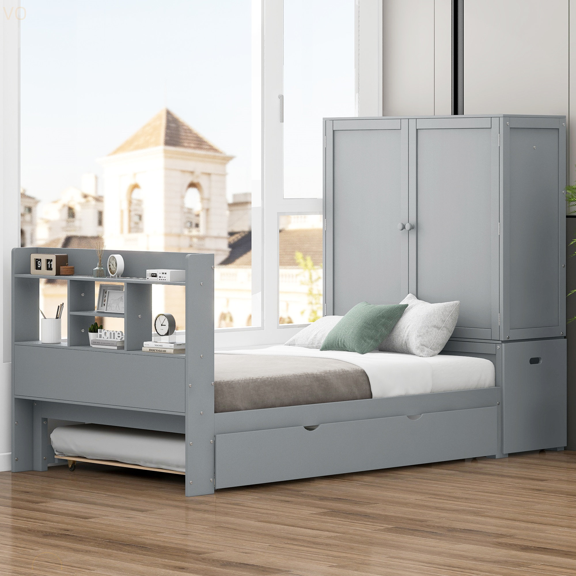 Ophelia & Co. Twin Size Platform Bed With Storage Headboard And ...