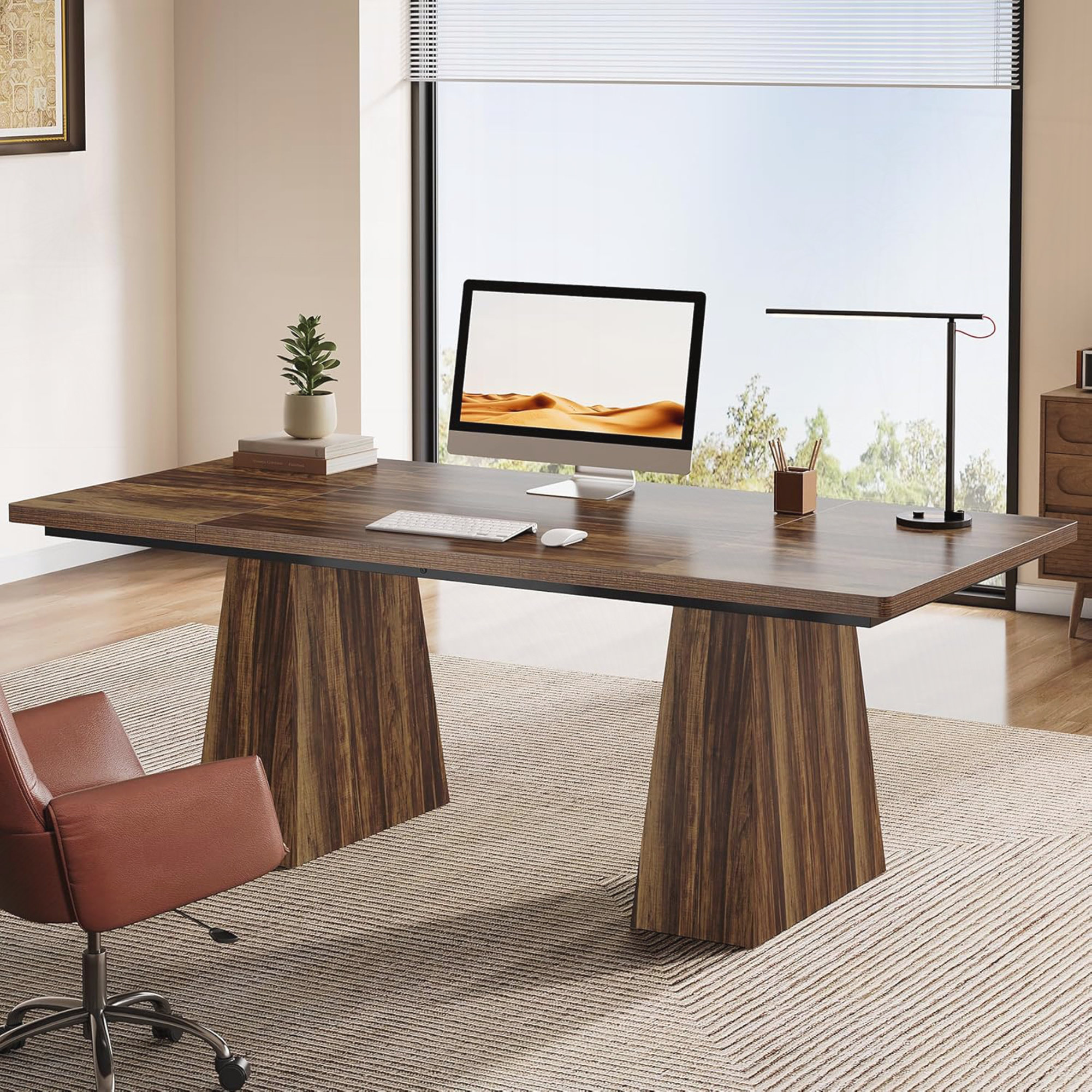 Latitude Run® 55" Modern Executive Desk, Home Office Computer ...