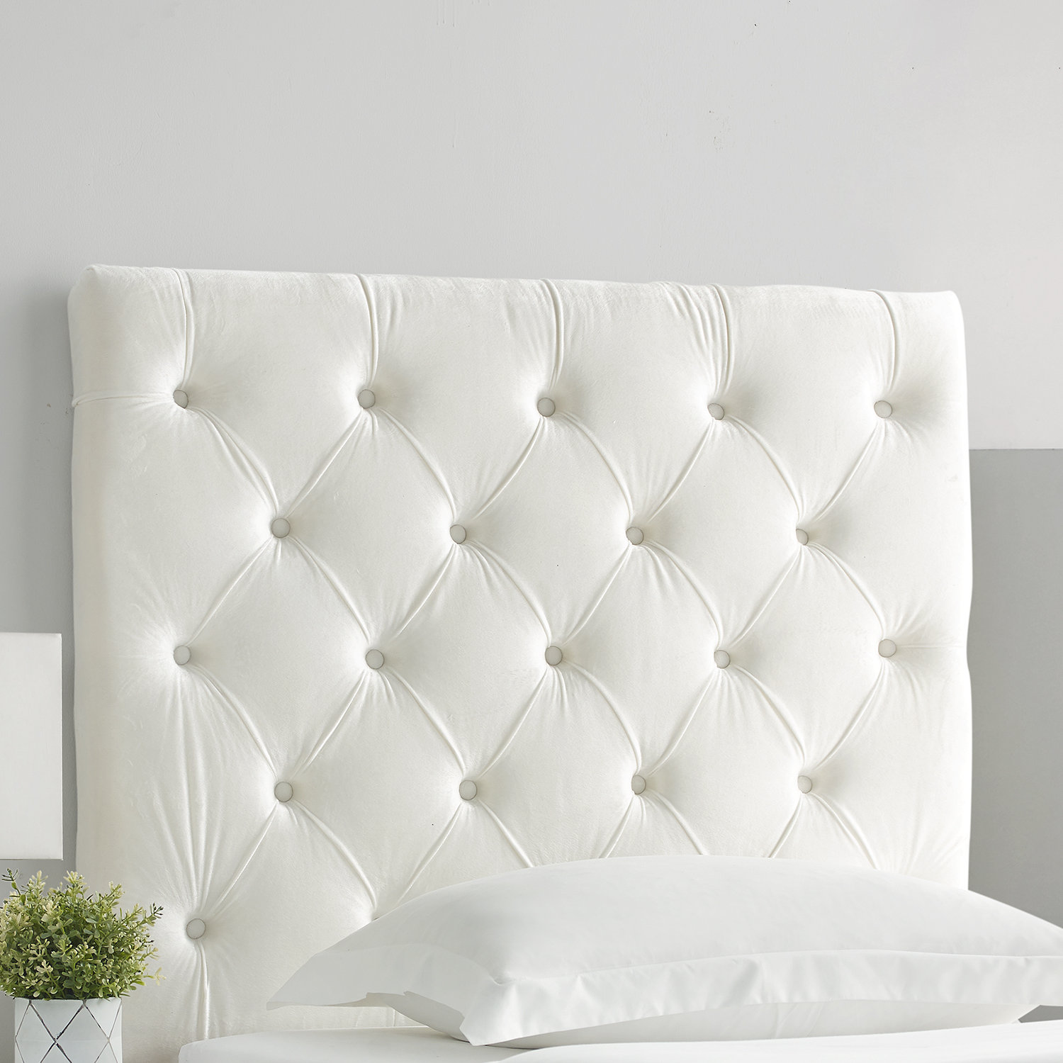 DormCo Tufted Velvet Plush College Dorm Headboard - White - With Legs ...