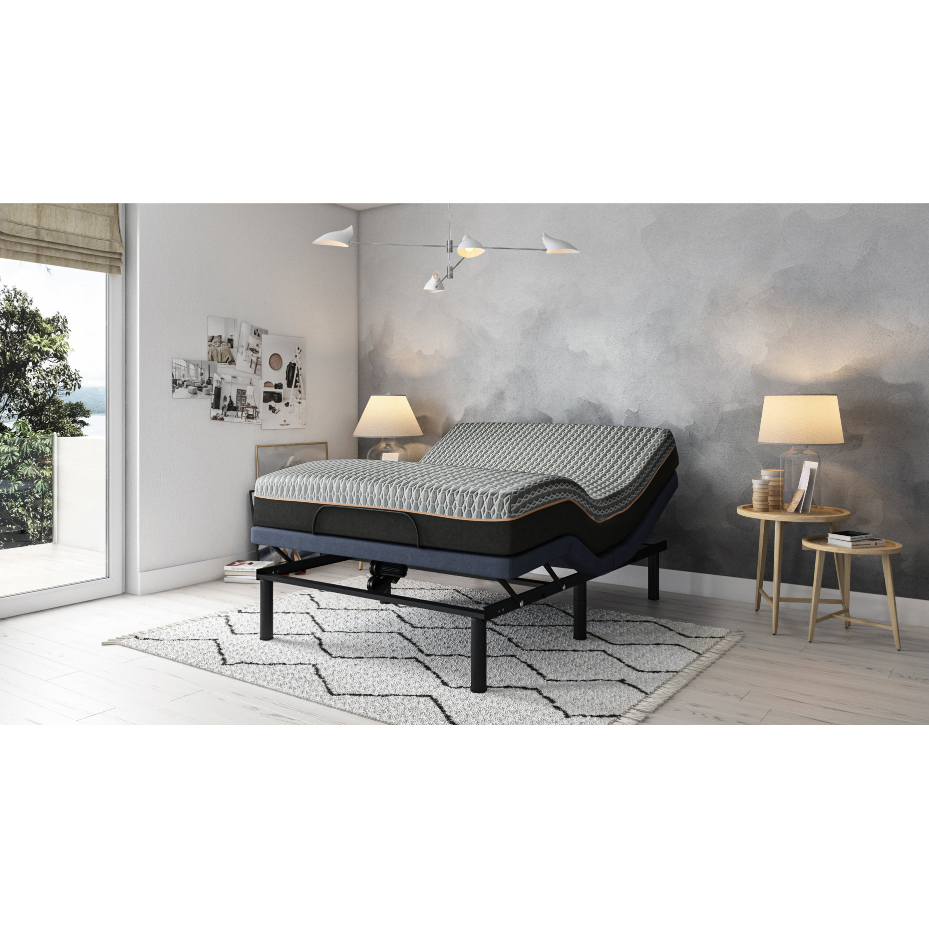 Latitude Run® Adjustable Bed Base Os25, With Massage & Steel Material ...