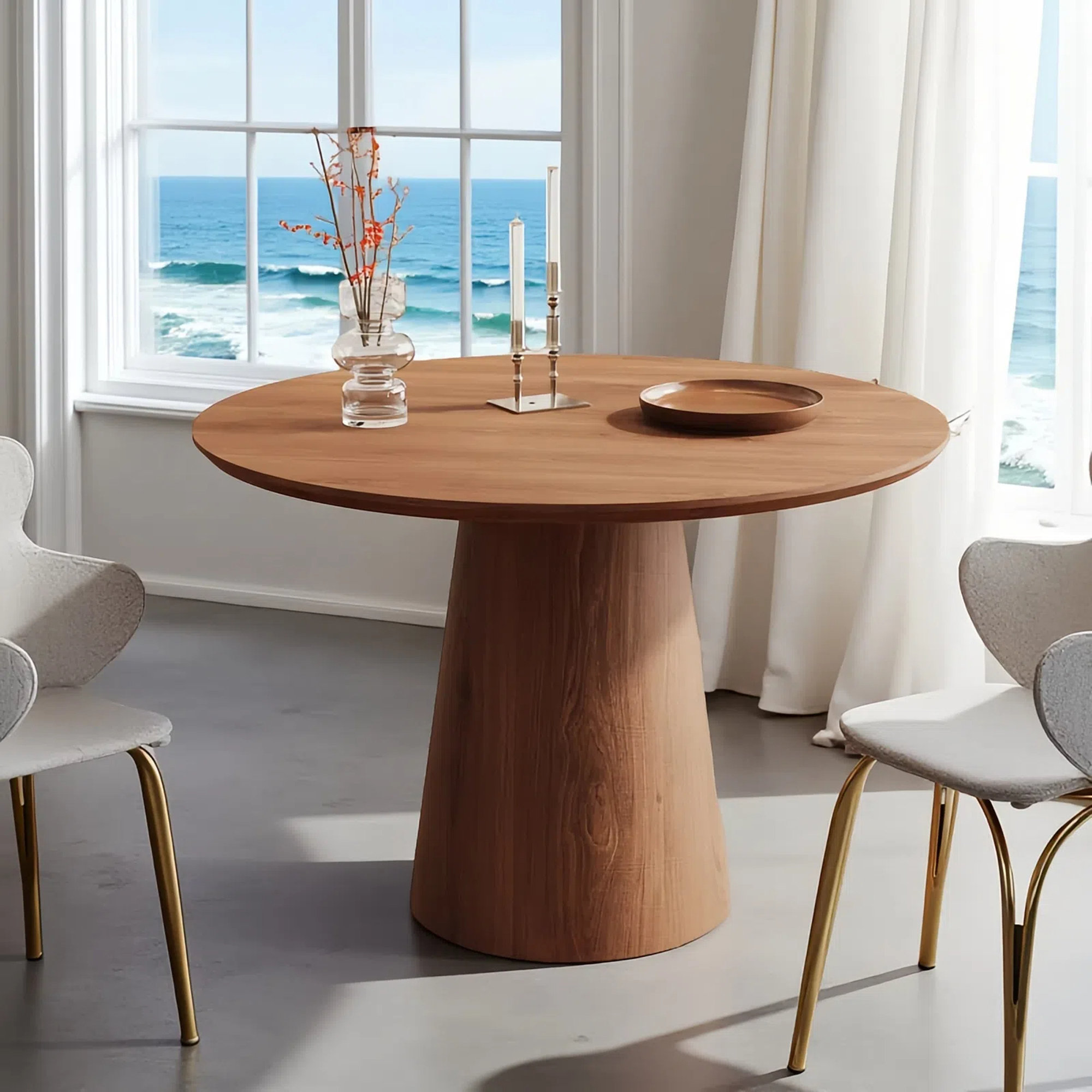 Latitude Run® 43" Round Dining Table For 4-6, Mid Century Modern ...