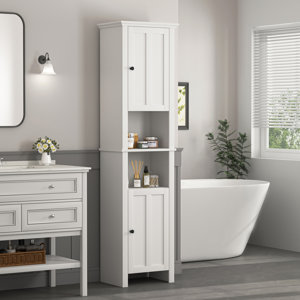 Winston Porter Bathroom Floor Storage Cabinet With 2 Doors Living Room ...