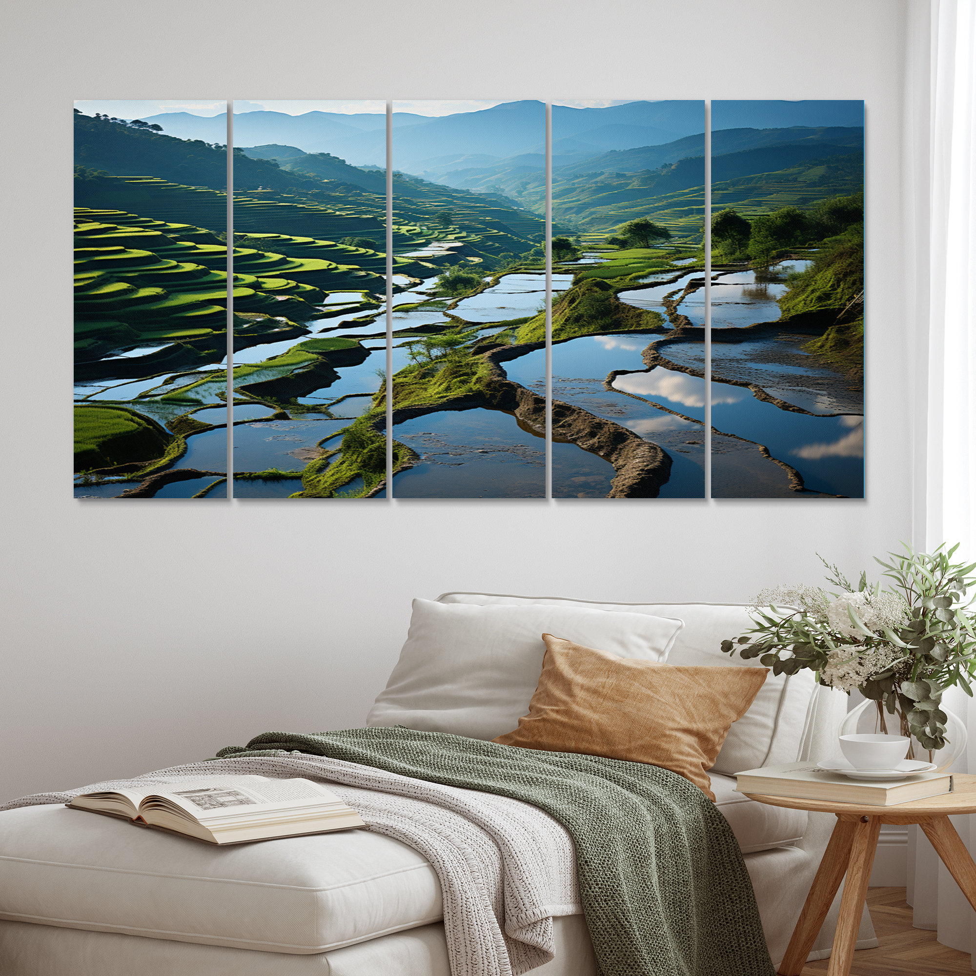 Design Art China Azure Rice Terraces I - Chinese Metal Wall Art Living ...
