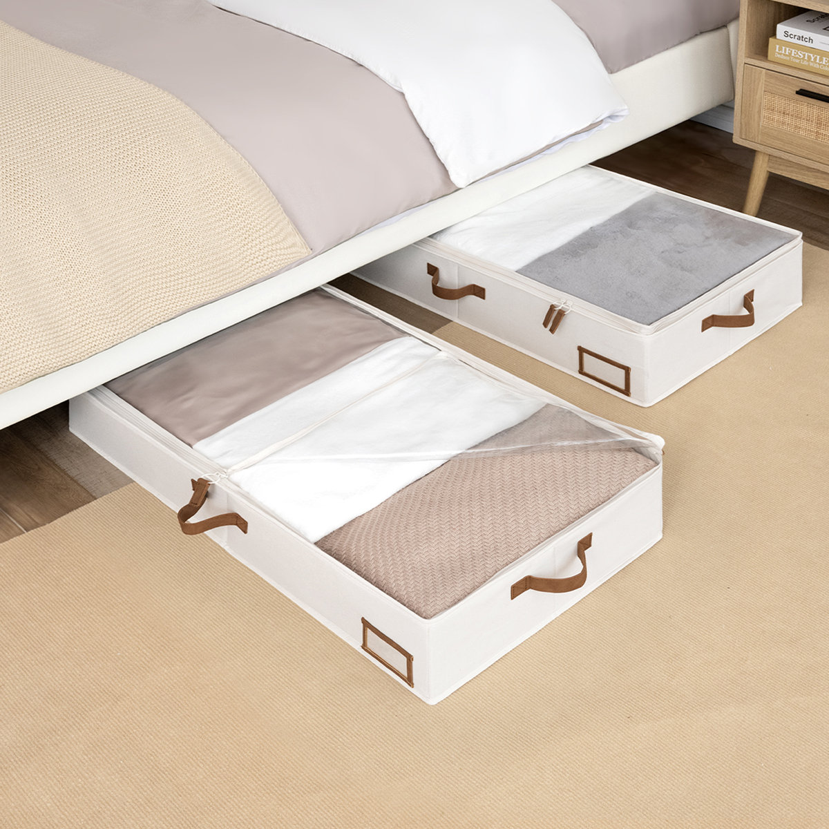 StorageWorks Underbed Storage Box with Clear Window and Sturdy ...