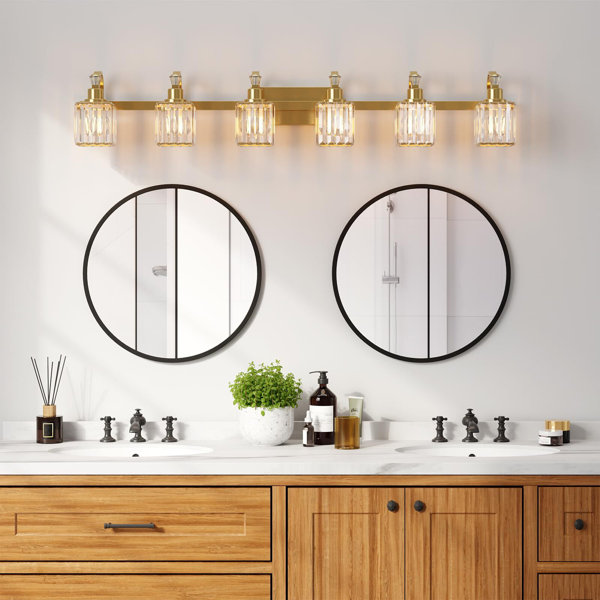 Mercer41 6 Light Bathroom Vanity Light Fixtures Modern Crystal Vanity ...