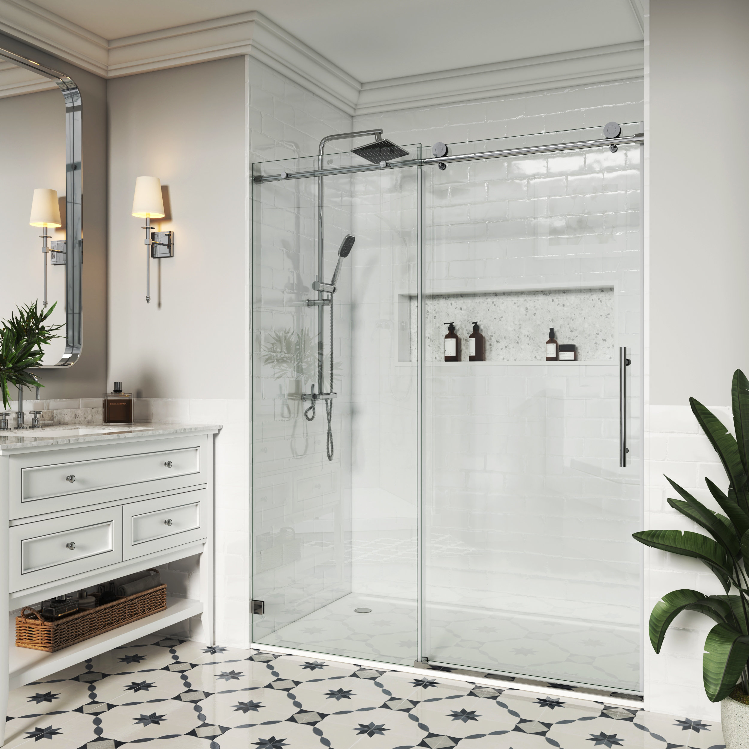 MCOCOD Opal Mirage MCOCOD 56" - 60" W x 76" H Single Sliding Soft ...