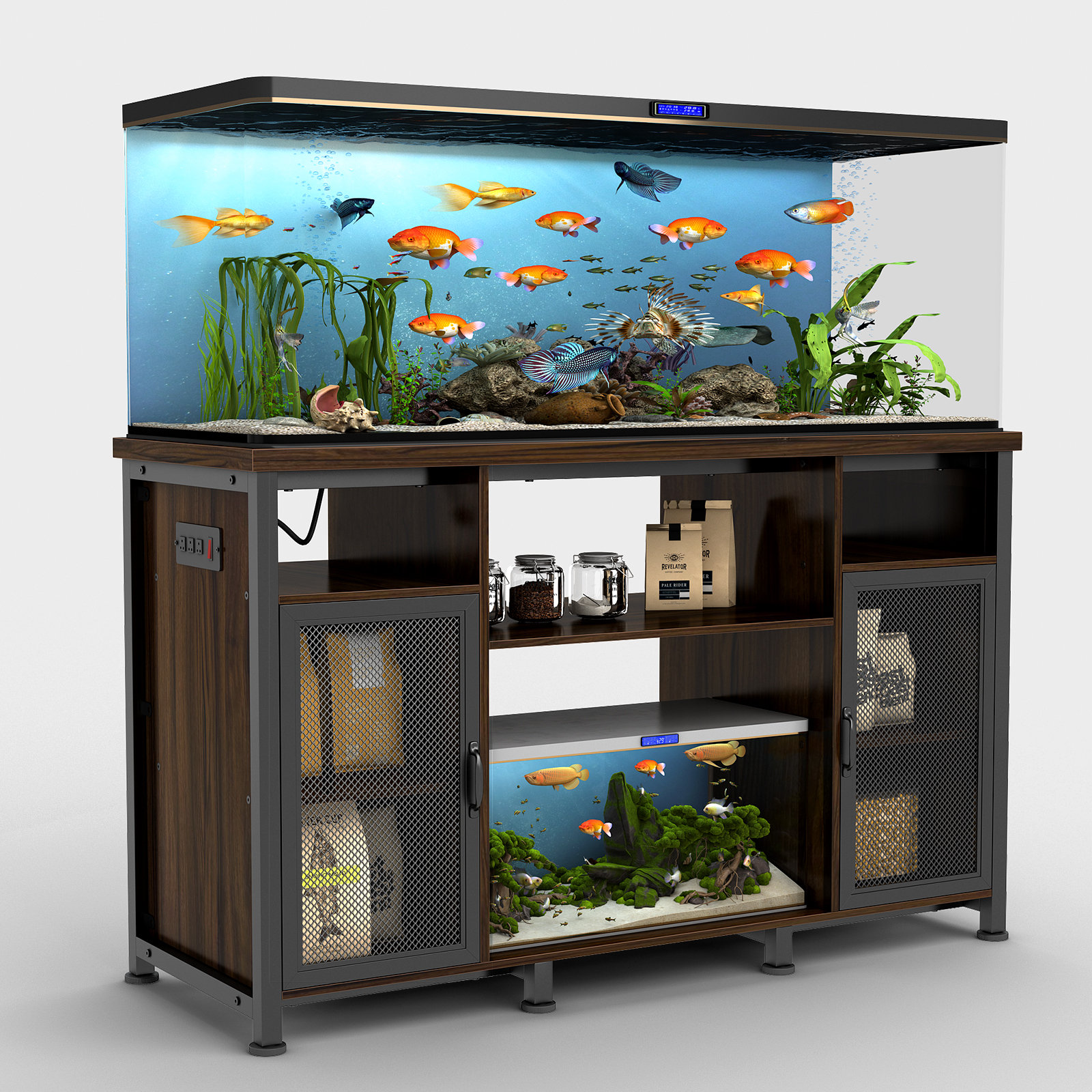 17 Stories 55-75 Gallon Fish Tank Stand, Aquarium Stand With Power ...