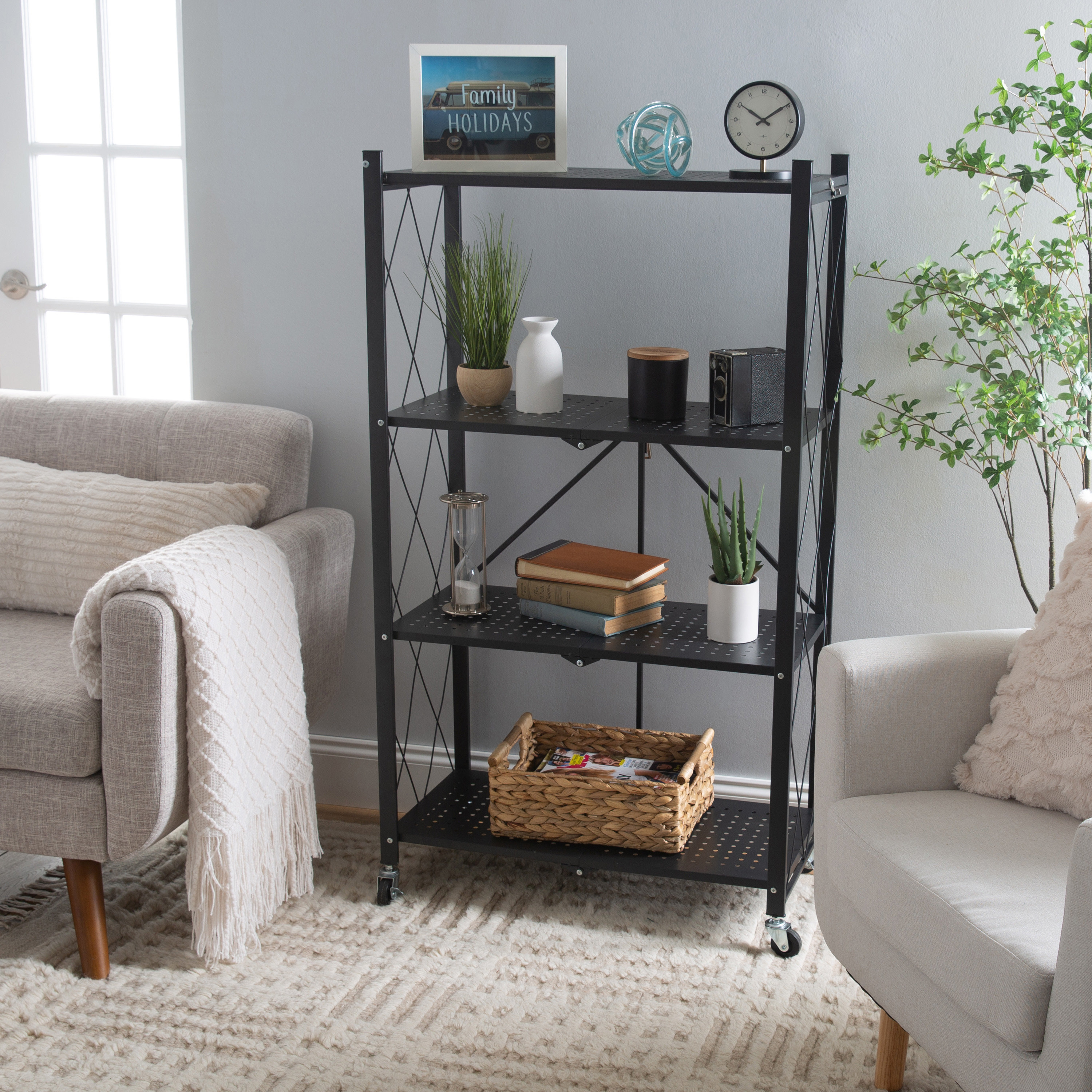 Rebrilliant Lomangino 27.95'' W Metal Shelving Unit with Wheels ...