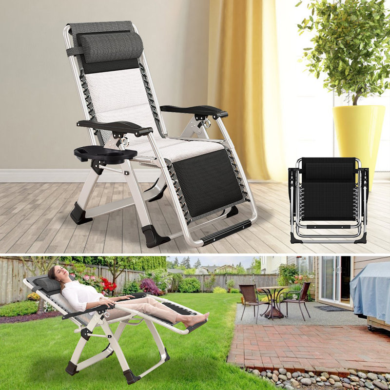 Arlmont & Co. Zero Gravity Chair, Padded Lounge Recliner, Folding ...