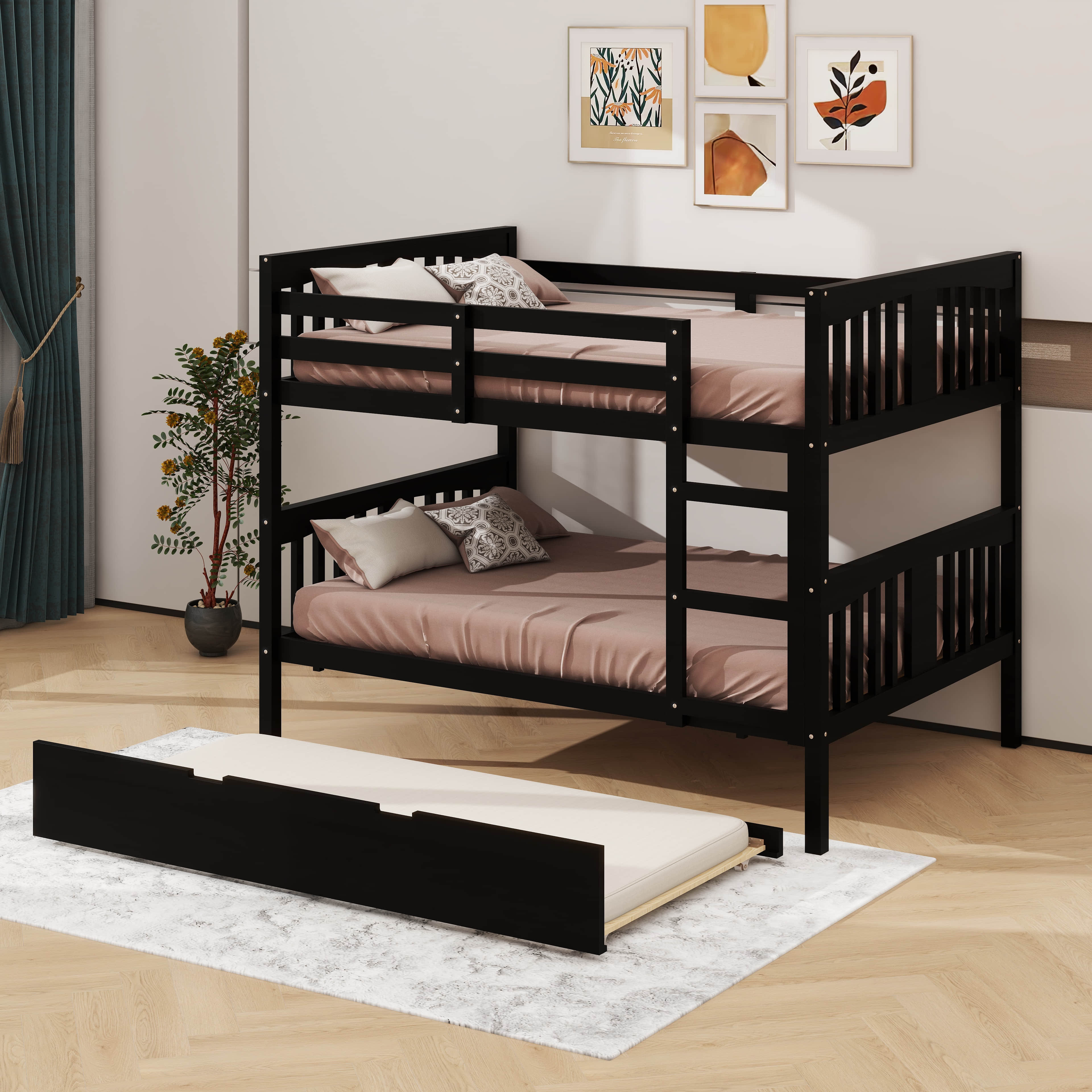 Harriet Bee A Full-Sized Bunk Bed With Another Full-Sized Bed On Top ...