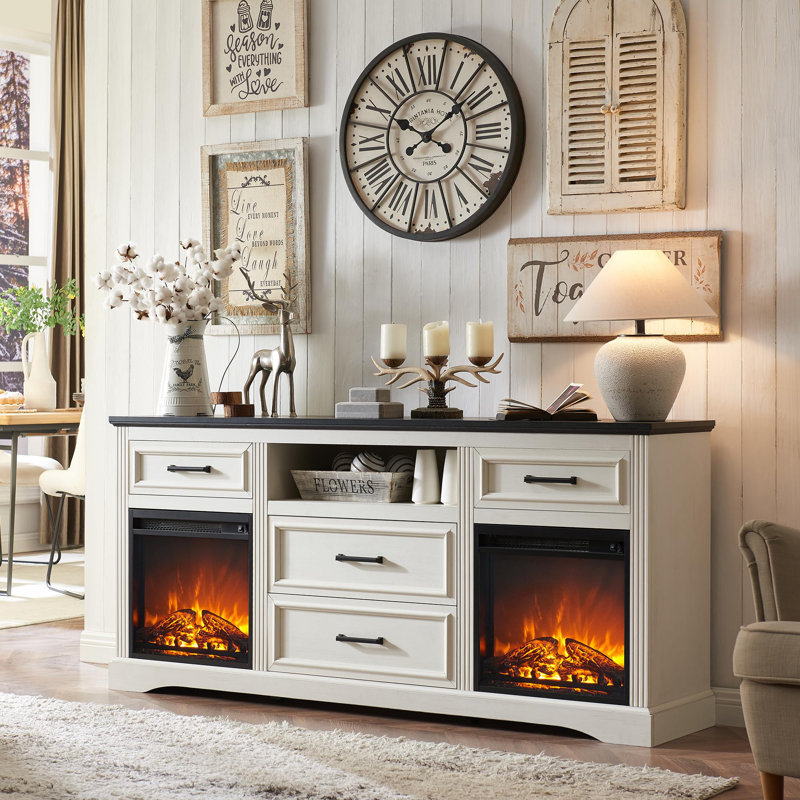 Red Barrel Studio® Tenleigh Fireplace TV Stand for TVs up to 80" with ...