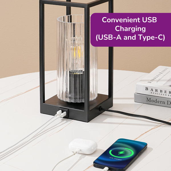 Ebern Designs Dimmable Table Lamp With Touch Control And Usb Ports ...