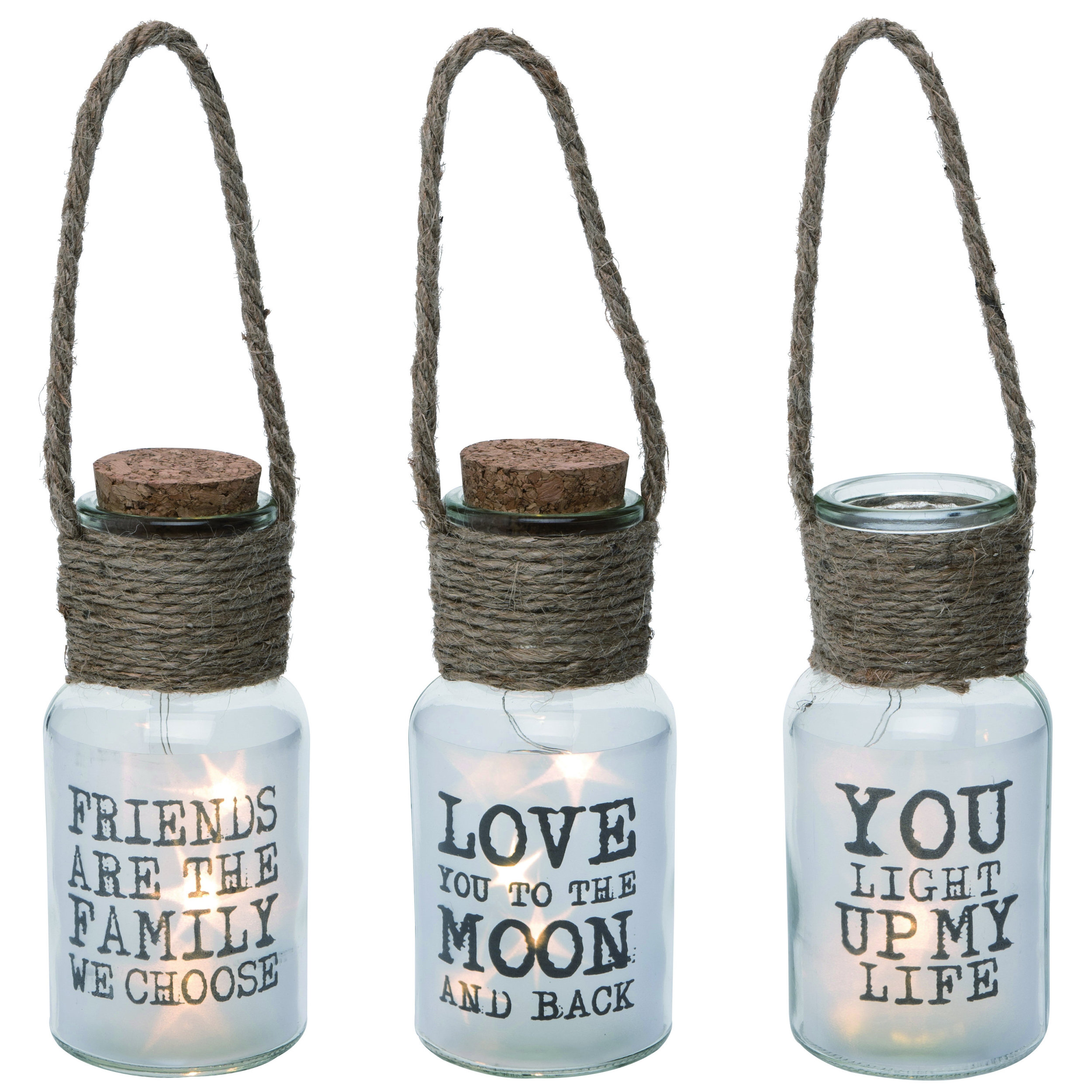 Transpac Light Up Message In a Bottle Set of 3 Valentines Home ...