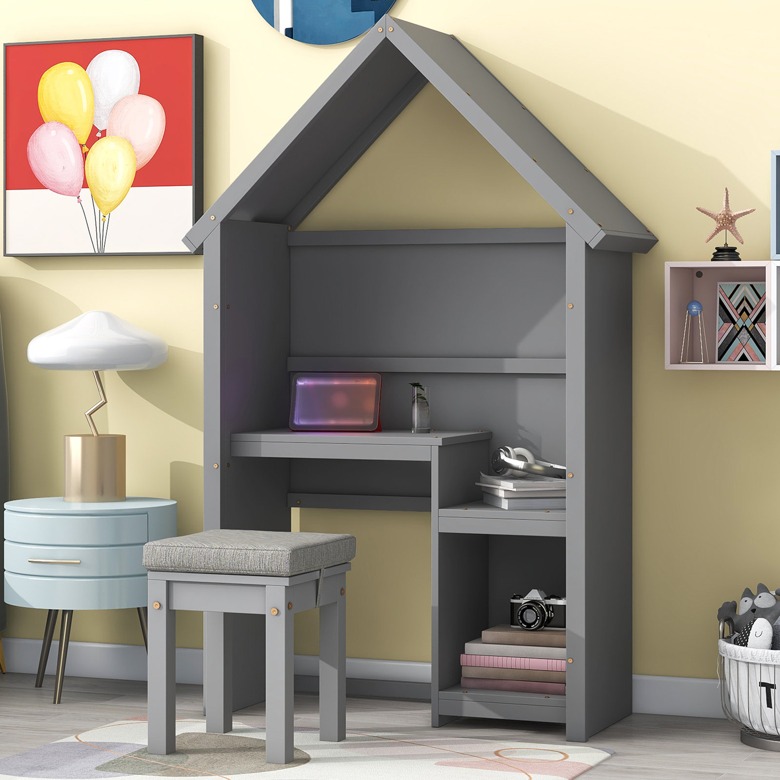 Red Barrel Studio 45.9'' W Novelty Leaning/Ladder Desk and Chair Set ...