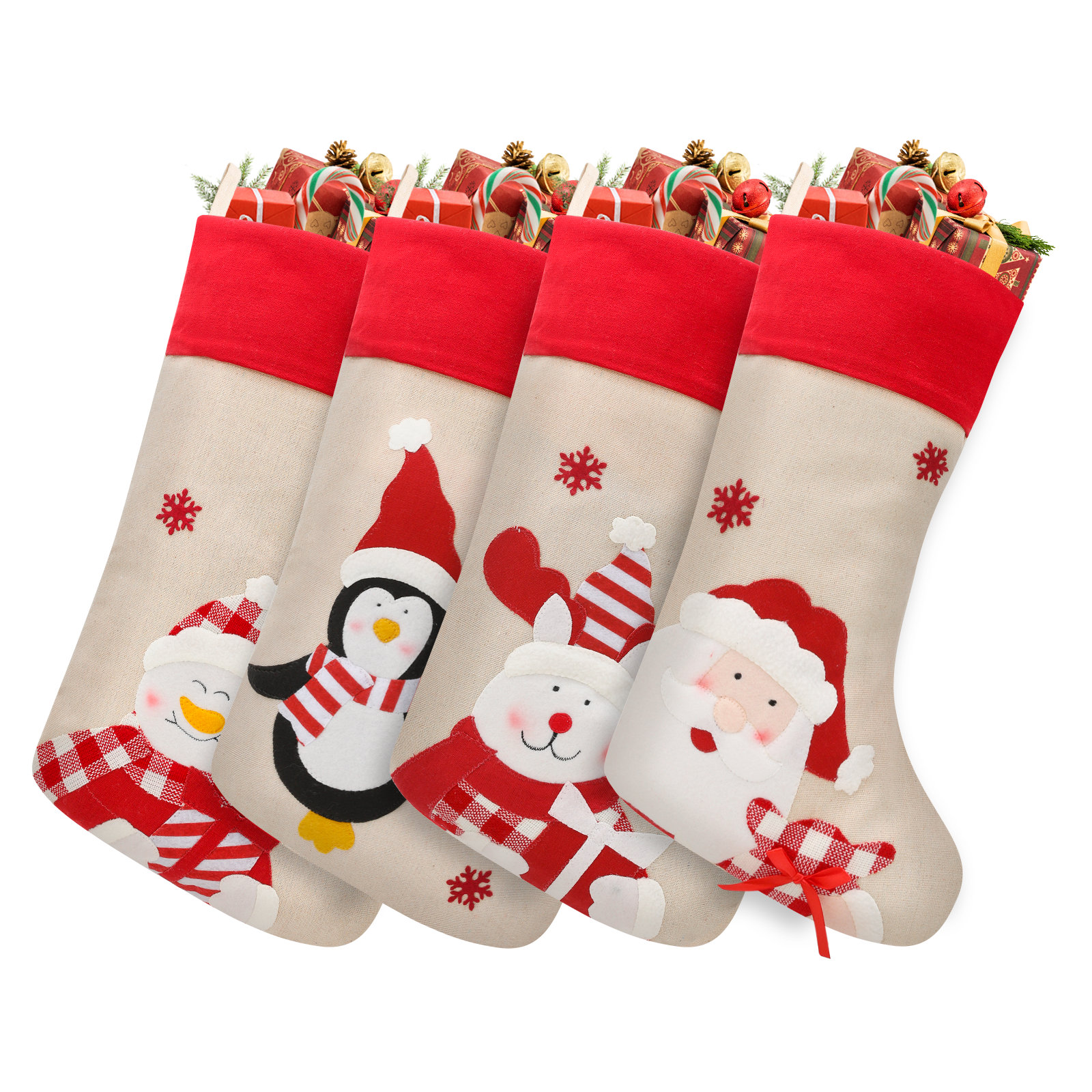 The Holiday Aisle® 19" Linen Festive Family Christmas Stockings ...