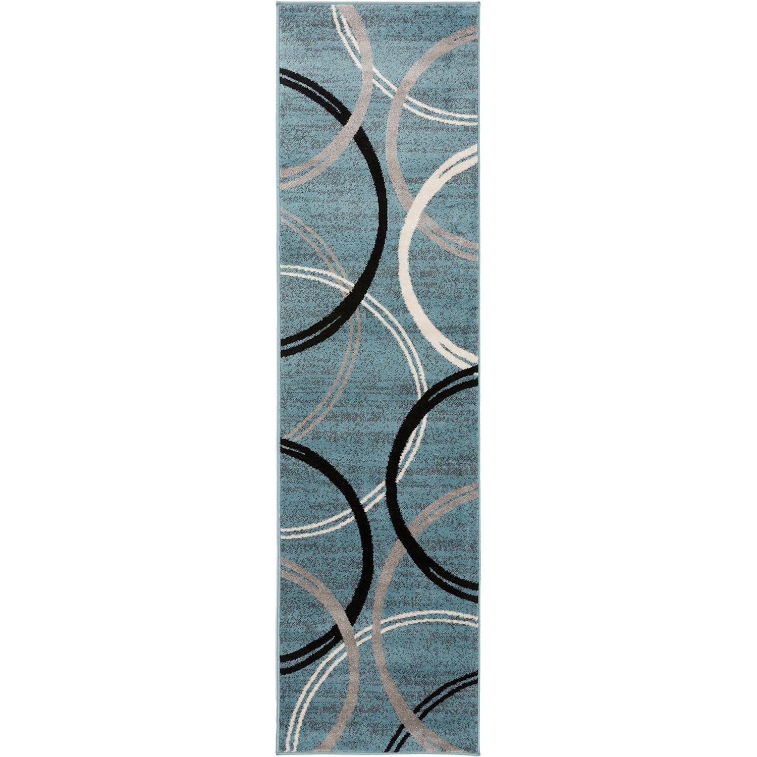 Brayden Studio® Modern Wavy Circles Design Runner Rug Blue | Wayfair