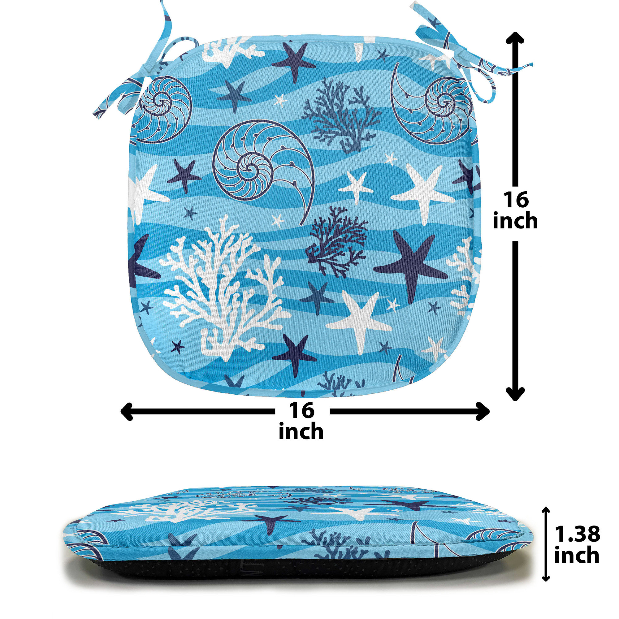 East Urban Home Ambesonne Seashells Chair Seating Cushion Set Of 12 ...