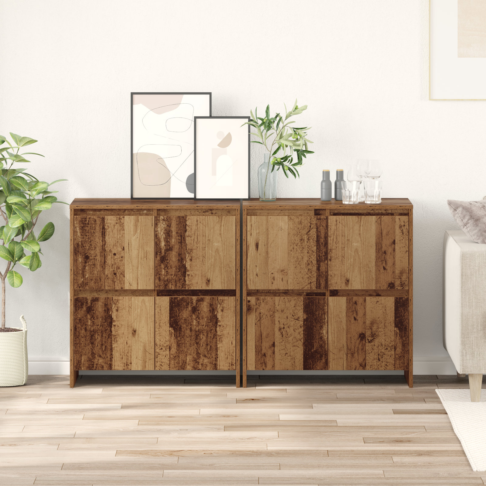 17 Stories Sideboards 2 Pcs Black Oak 70 X 41 X 75 Cm Engineered Wood ...