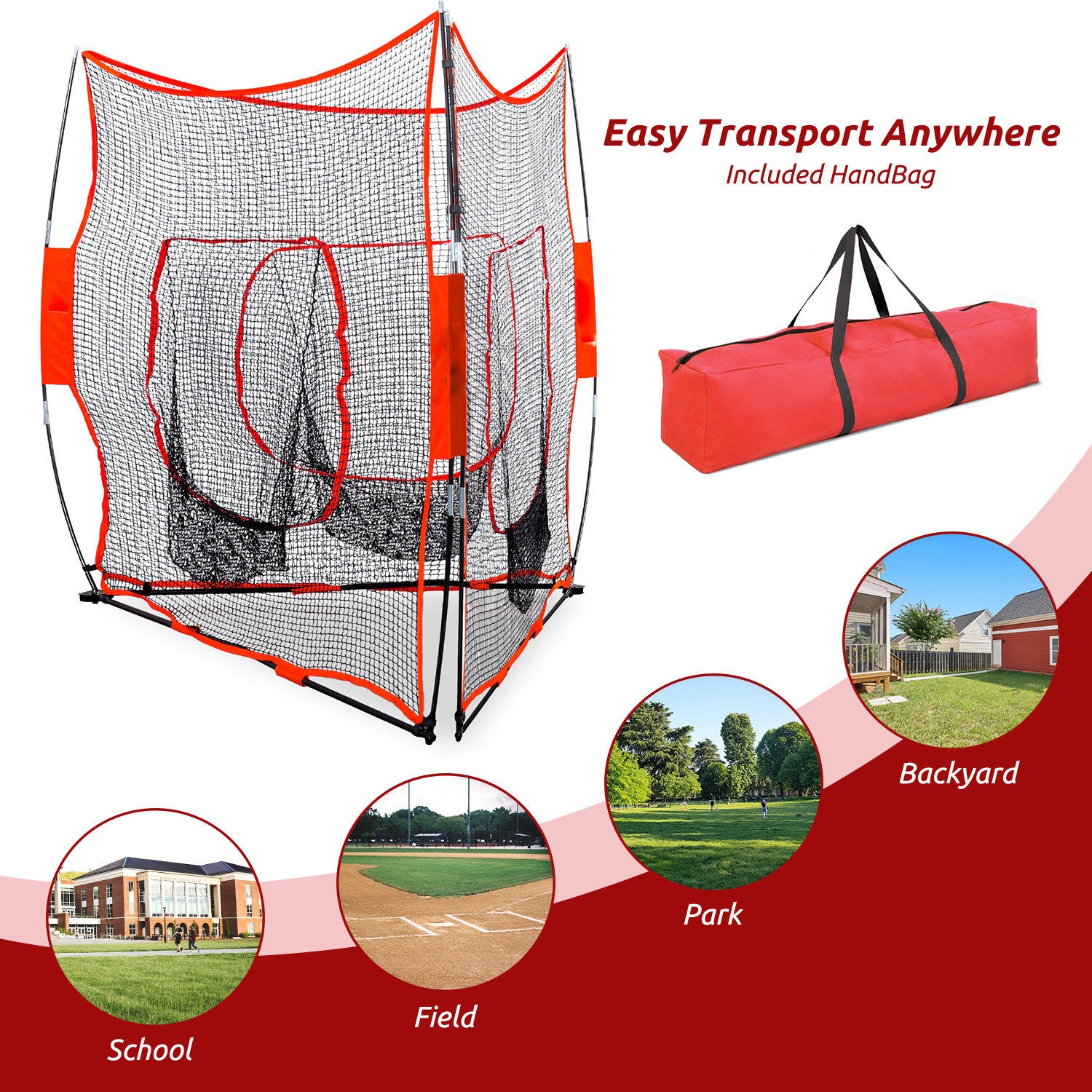 ECOSUB Portable Baseball And Softball Hitting Net,21X7 FT Triple ...