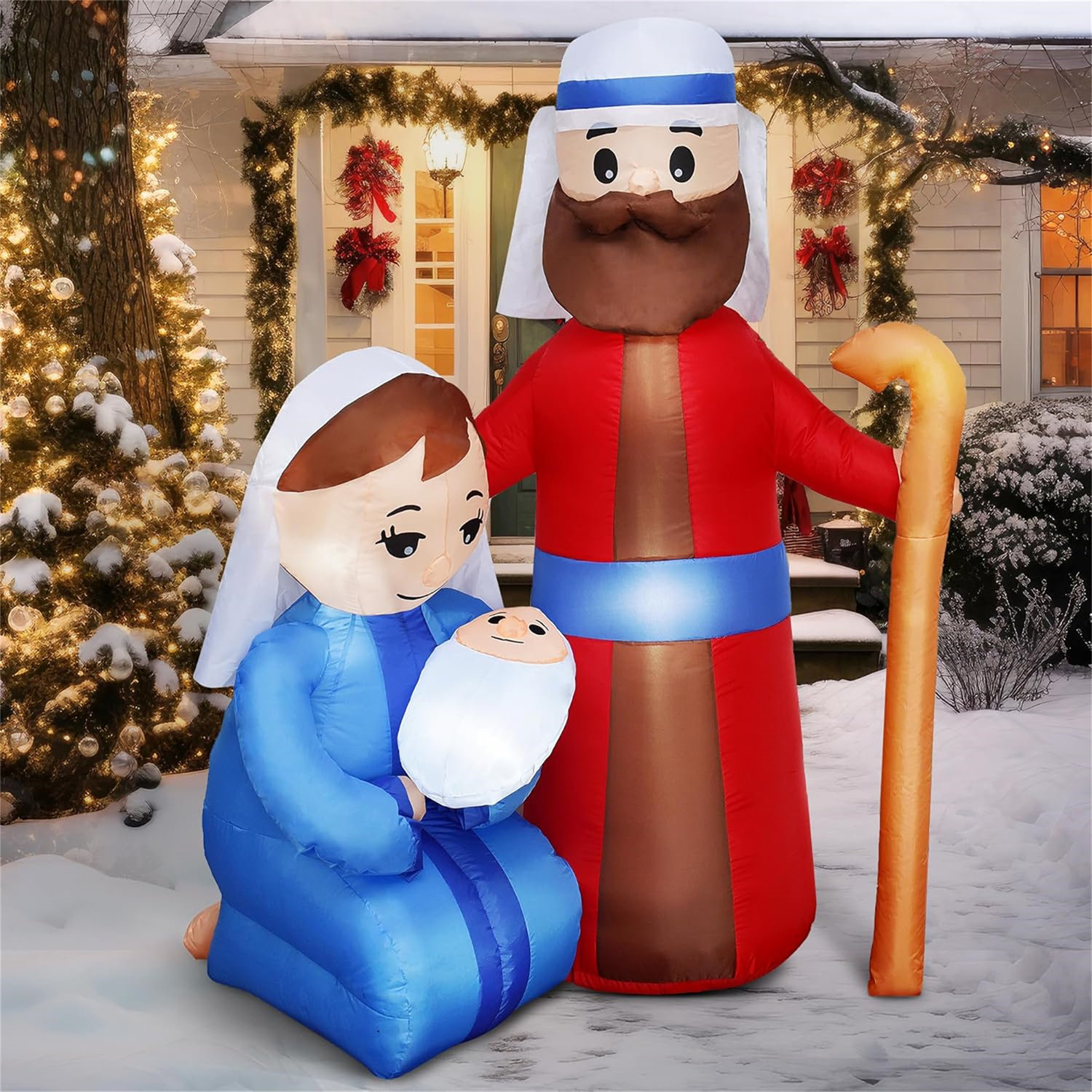 The Holiday Aisle® 6 FT Tall Christmas Inflatable Jesus Family Decoration, Christmas Inflatable ...