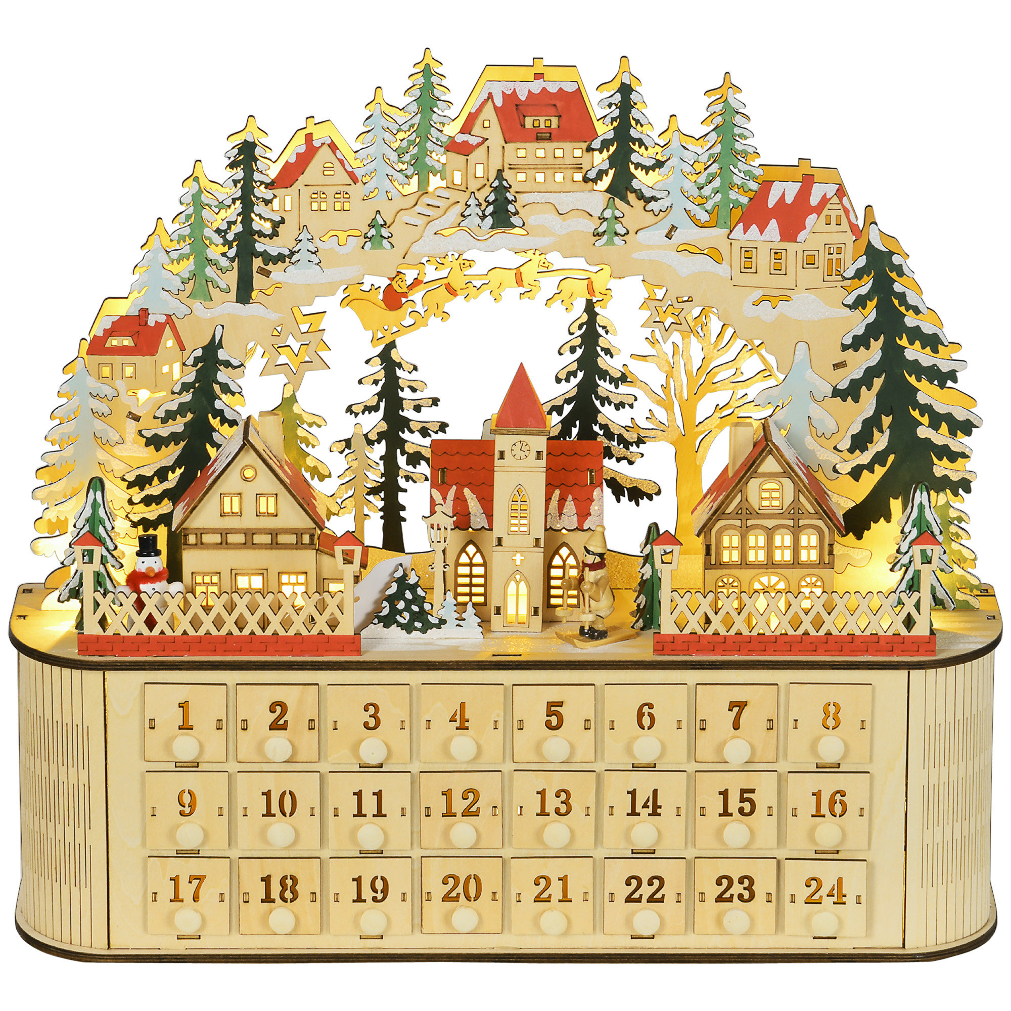 World Menagerie Light Up Table Holiday Decoration with 24 Countdown ...