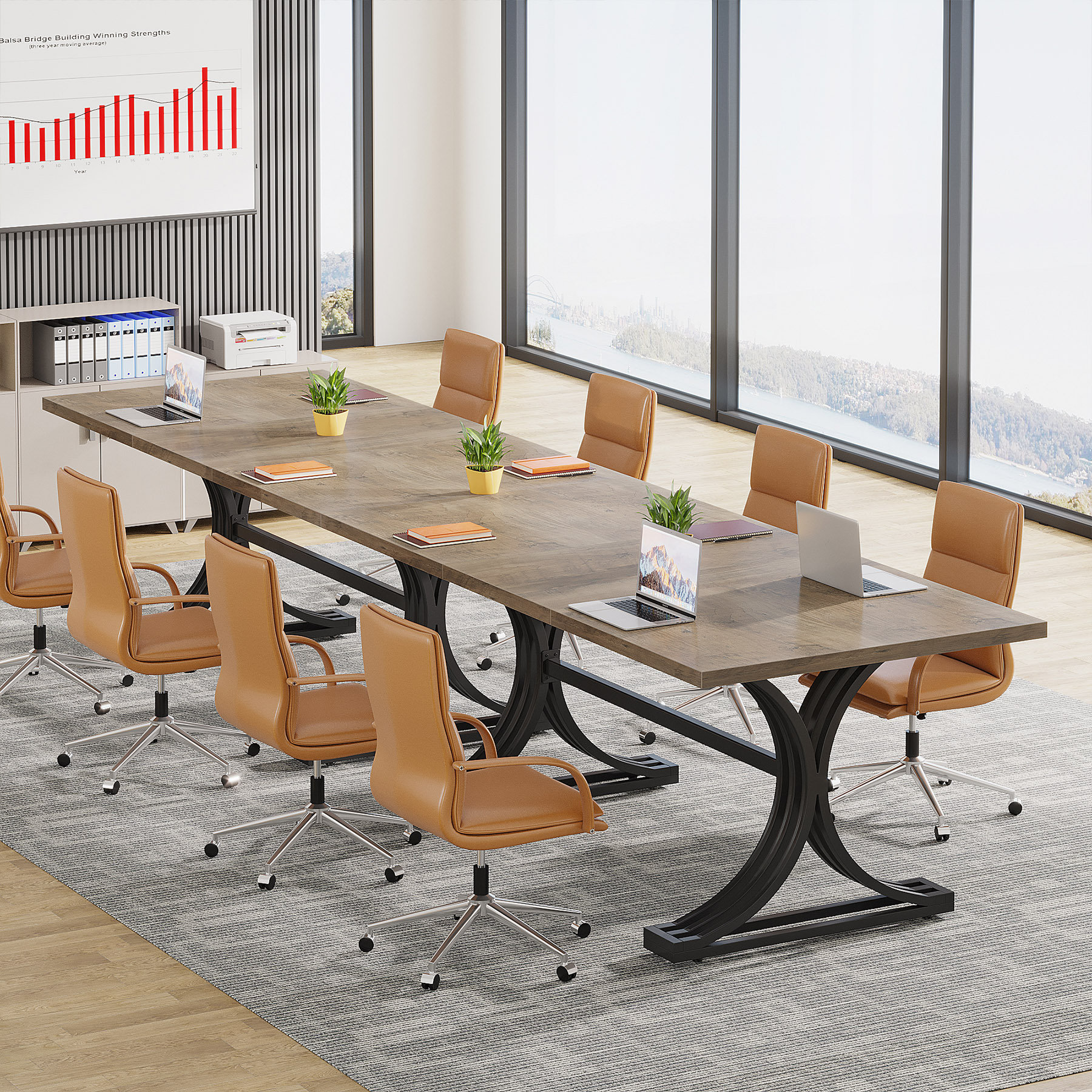 Mercer41 10.5Ft Rectangle Office Conference Table & Reviews | Wayfair