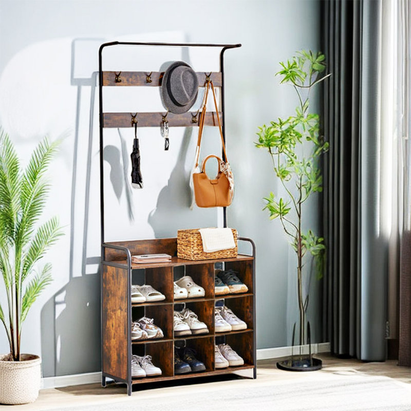 17 Stories Syrus Hall Tree 31'' Wide with Shoe Storage | Wayfair
