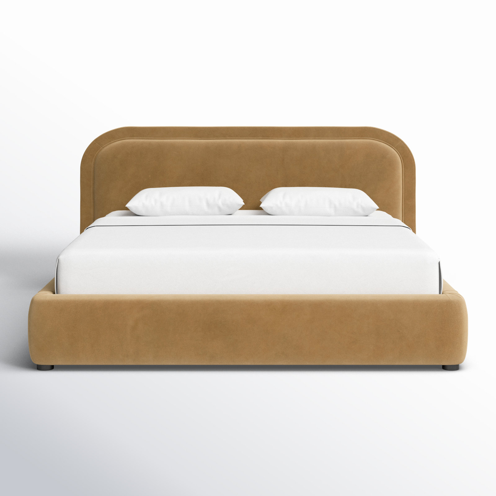 Birch Lane™ Paola Agi Poly-Velvet Upholstered Platform Bed, Camel, East ...