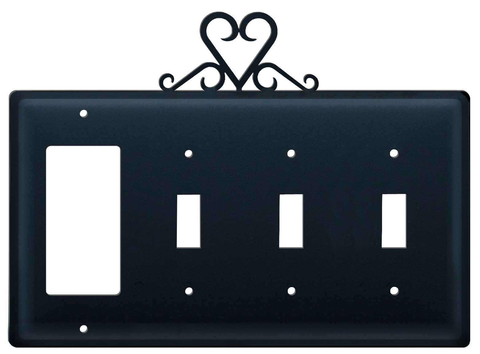 Village Wrought Iron Heart 4-Gang Toggle Light Switch / Rocker ...