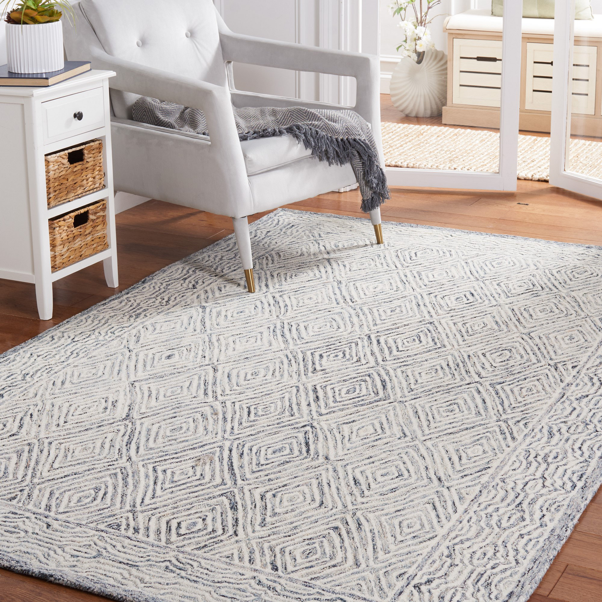 Langley Street Arlington Handmade Tufted Wool Blue/Ivory Area Rug ...