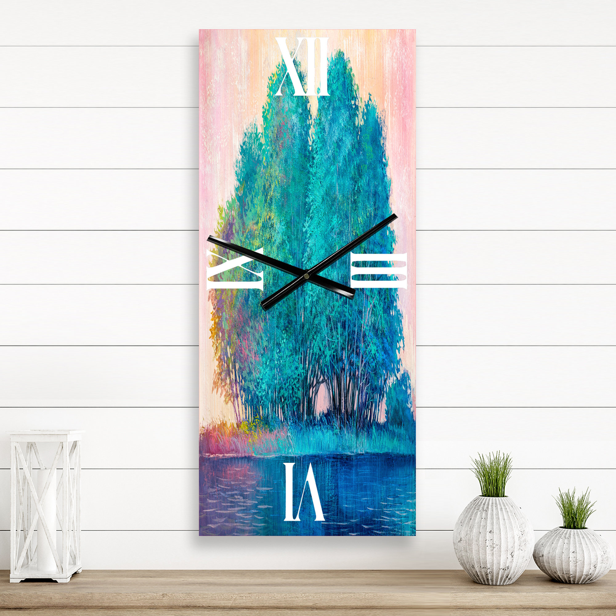 East Urban Home Blue Coloured Tree Impression II - Lake House Wall ...