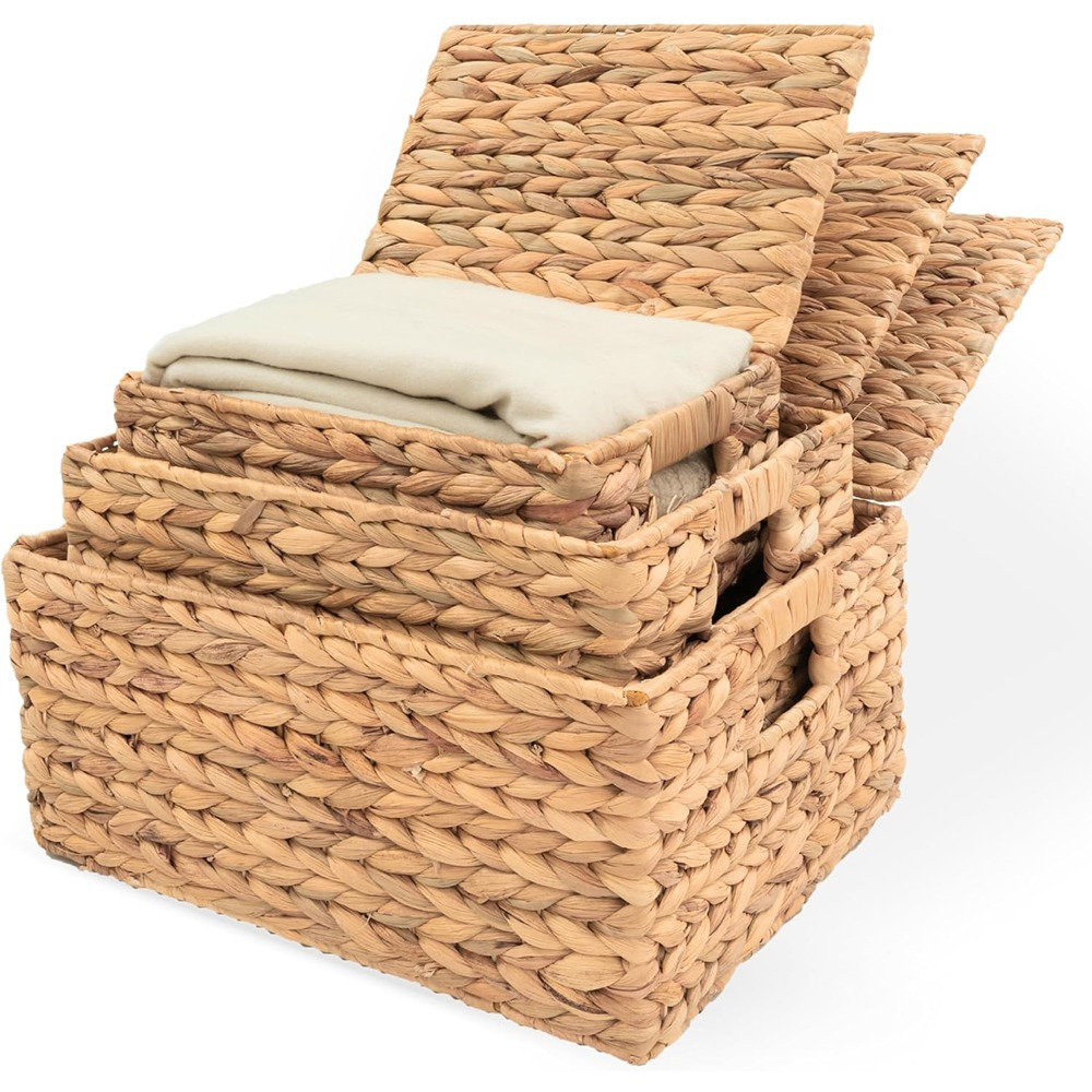 Rosecliff Heights Wicker Storage Baskets With Lid, Basket With Lid ...