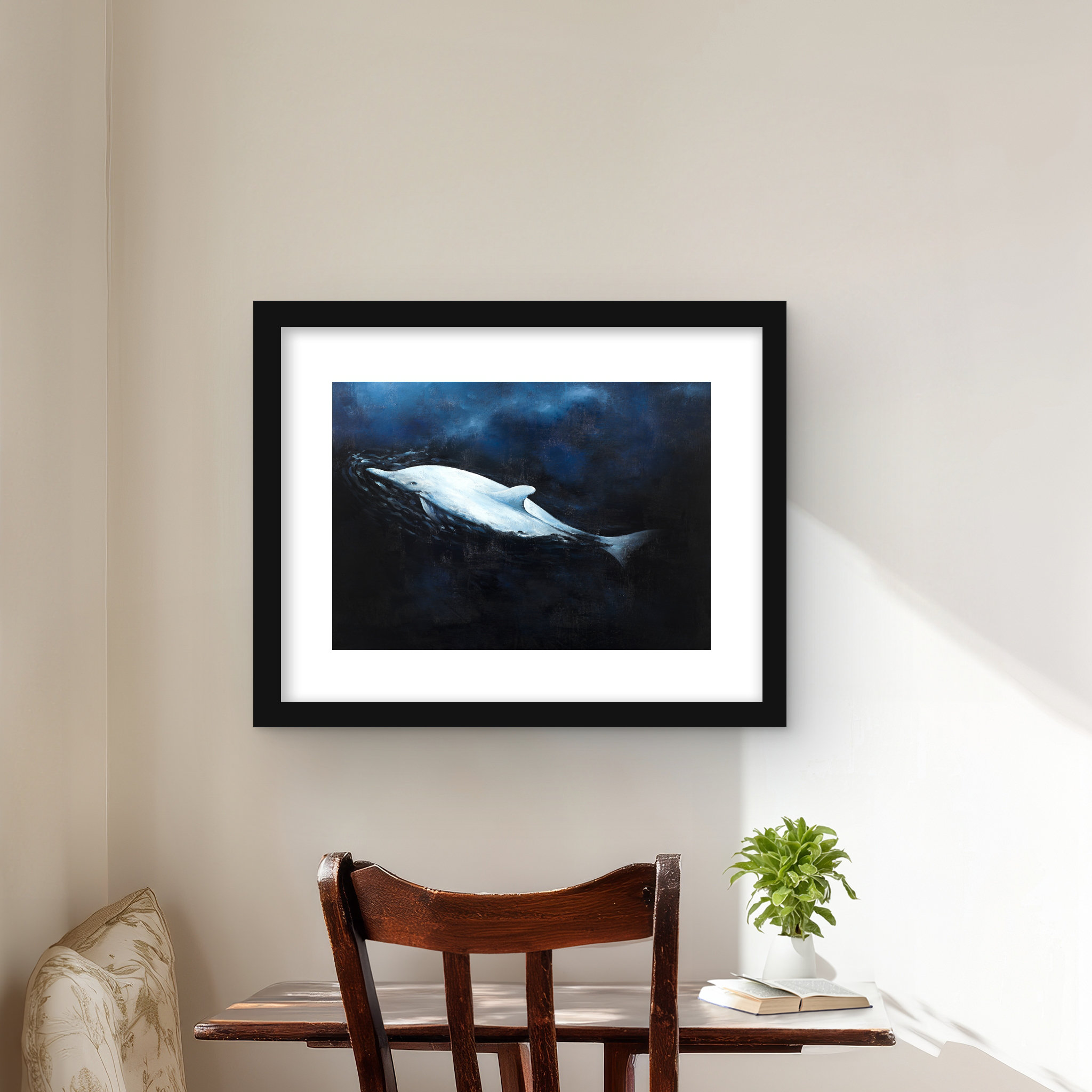 Lark Manor™ Swimming Dolphin | Livingroom Marine Framed Matted Print ...