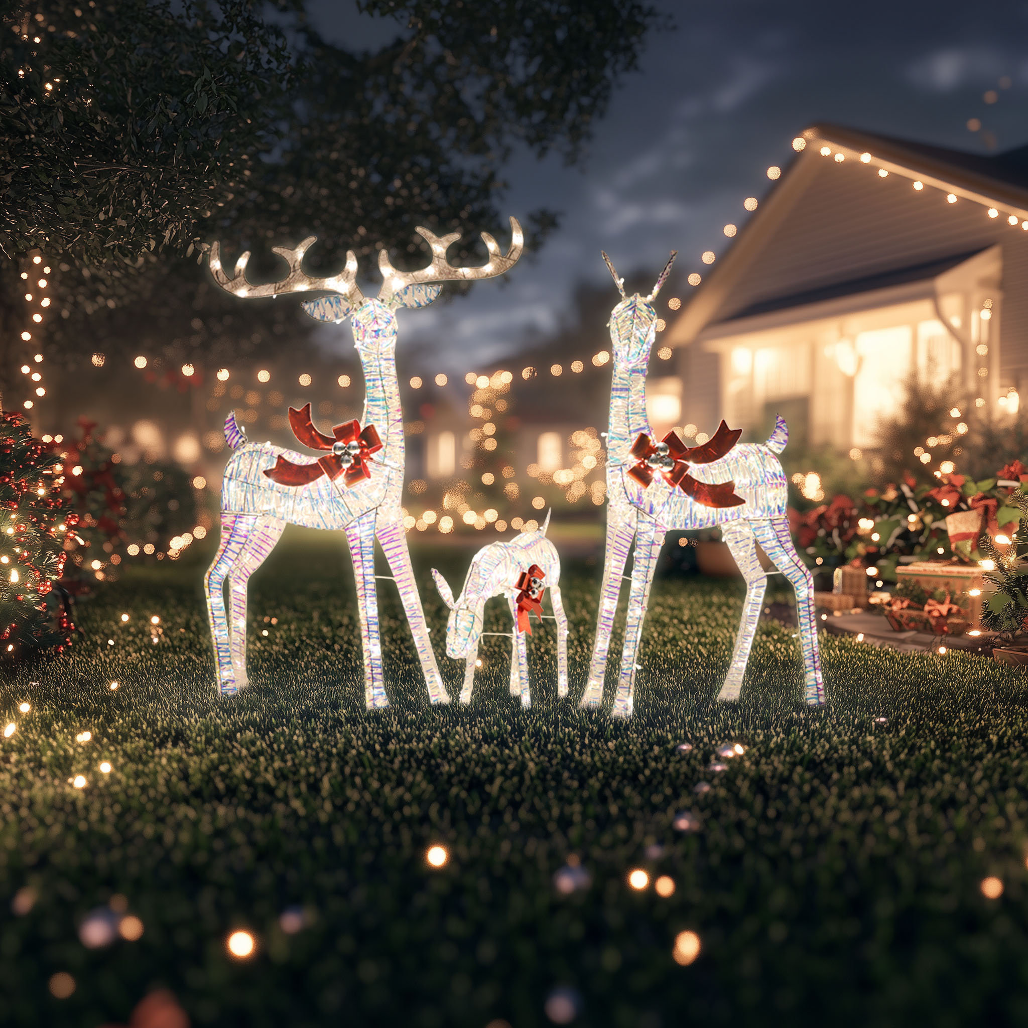 The Holiday Aisle® 3-piece Outdoors Reindeer Family - Light up ...